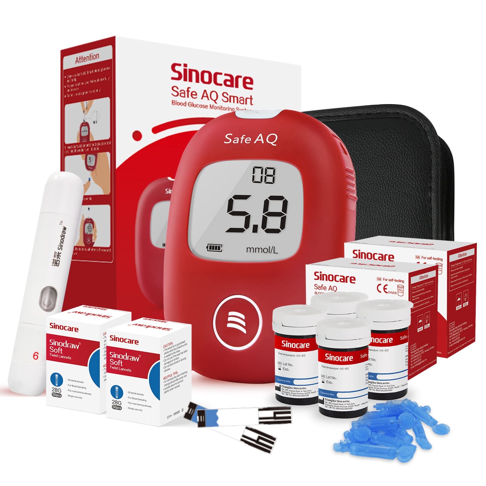 Buy Sinocare Diabetes Testing Kit Blood Glucose Monitor Safe AQ Smart Buy Sinocare Diabetes Testing Kit Blood Glucose Monitor Safe AQ Smart