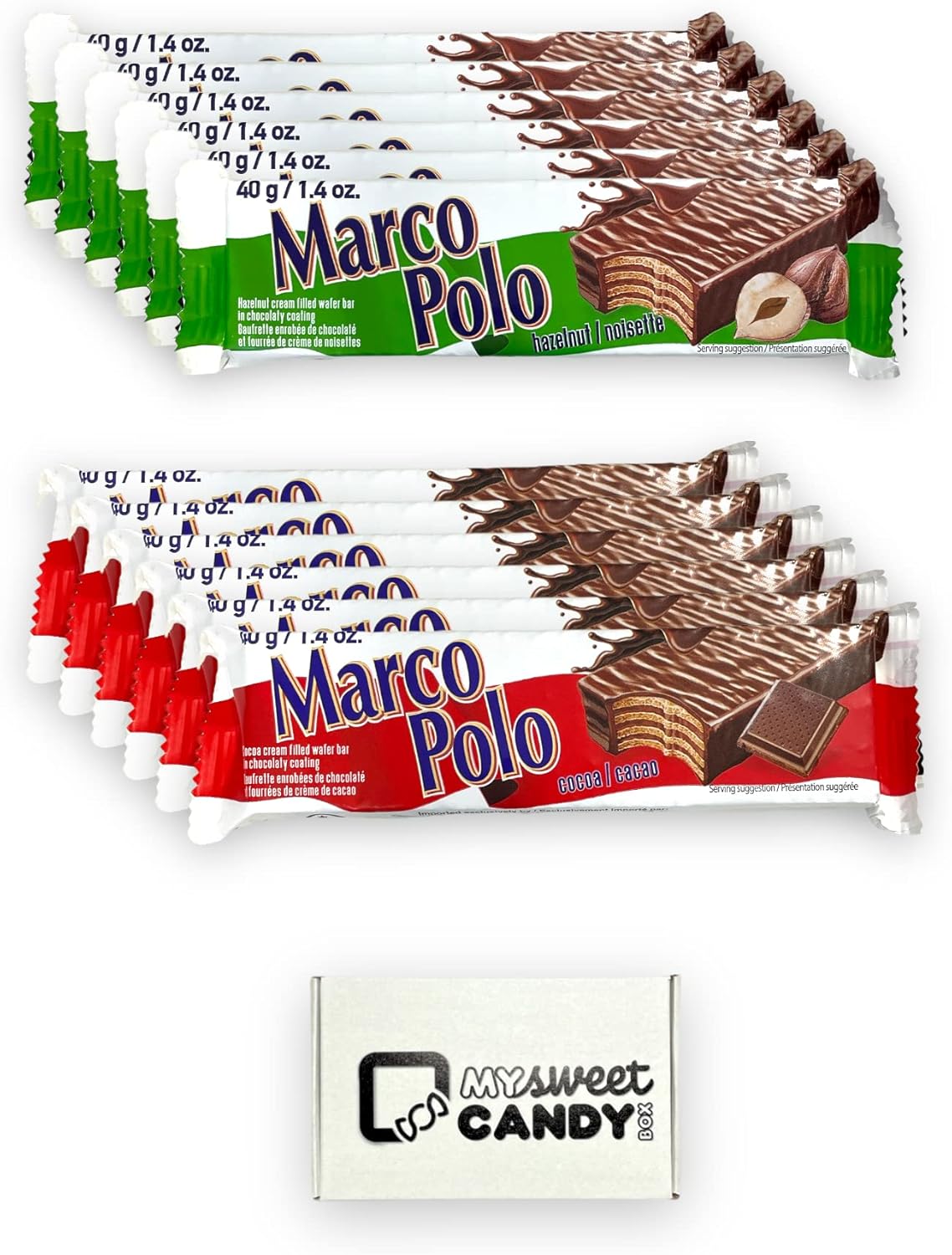 Marco Polo Hazelnut and Cocoa Cream Filled Wafer Bars Bundle 12 x 40g : Amazon.ca: Grocery ...