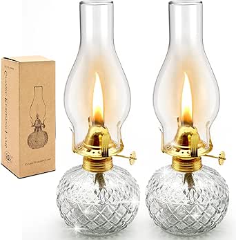 Amazon.com: CHNLML 2 Pieces Large Chamber Oil Lamps, Glass Clear ...