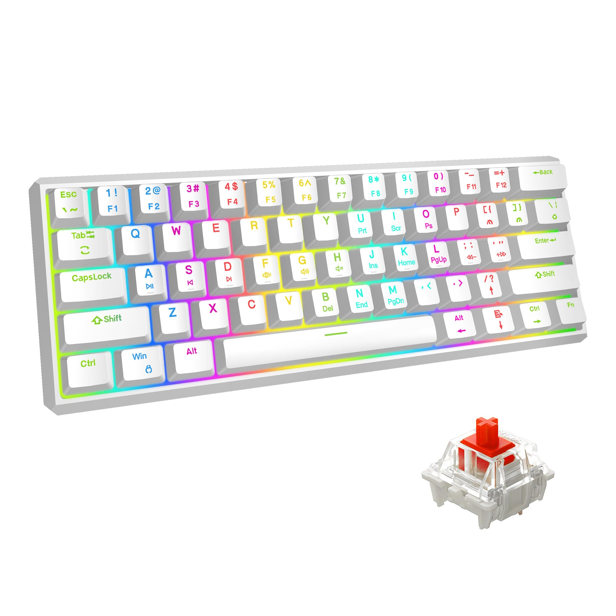 Amazon.com: Snpurdiri 60% Wired Mechanical Gaming Keyboard, RGB Backlit ...