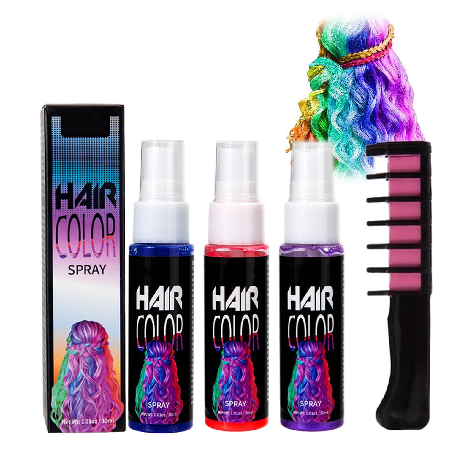 Xumann 3PCS Hair Spray Colour, Temporary Hair Colour Spray for Kids in ...