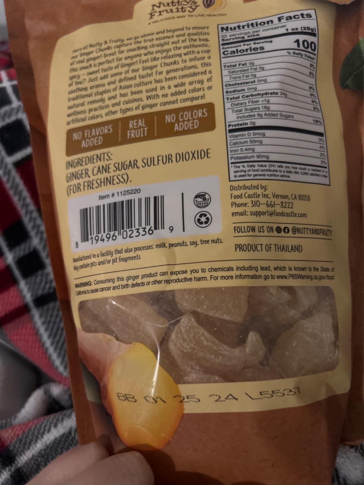 Amazon.com: Nutty & Fruity Ginger Chunks Dried Non Crystallized 320z ...