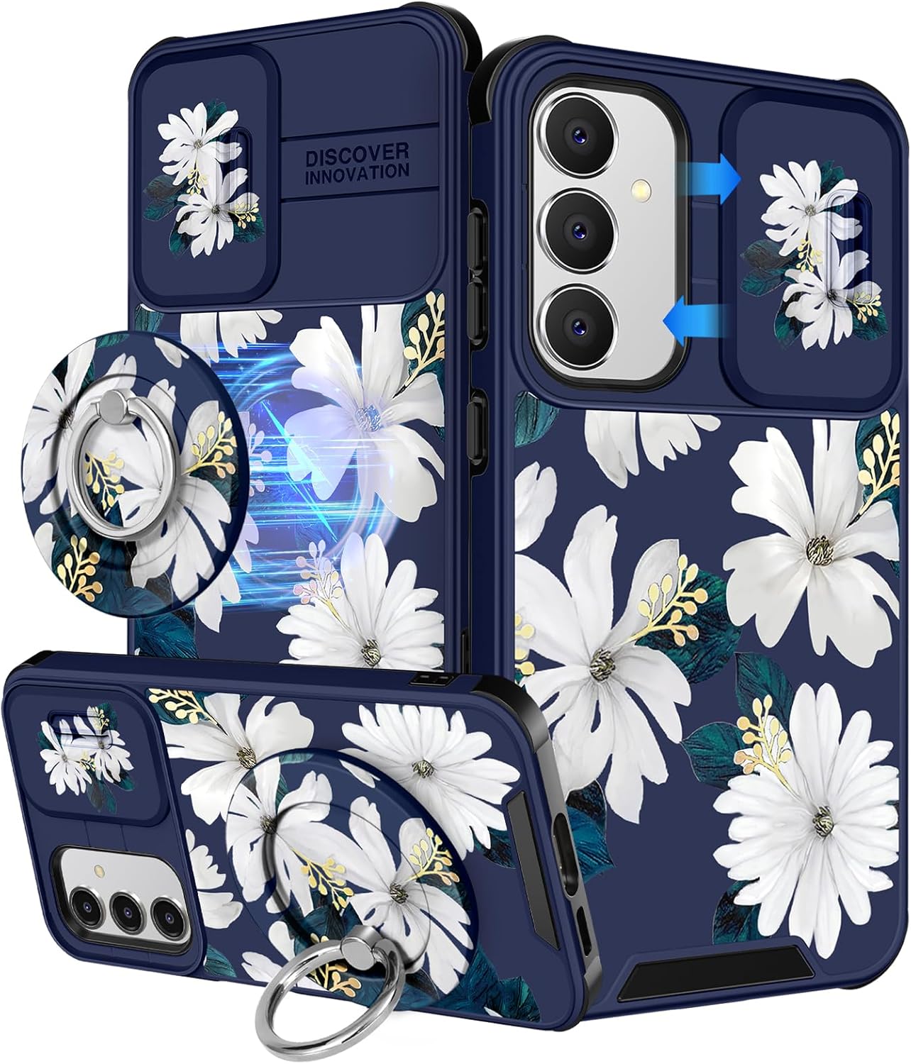 Amazon.com: Buleens for Samsung Galaxy S24 FE Case - with Ring Stand & Camera Cover Aesthetic ...