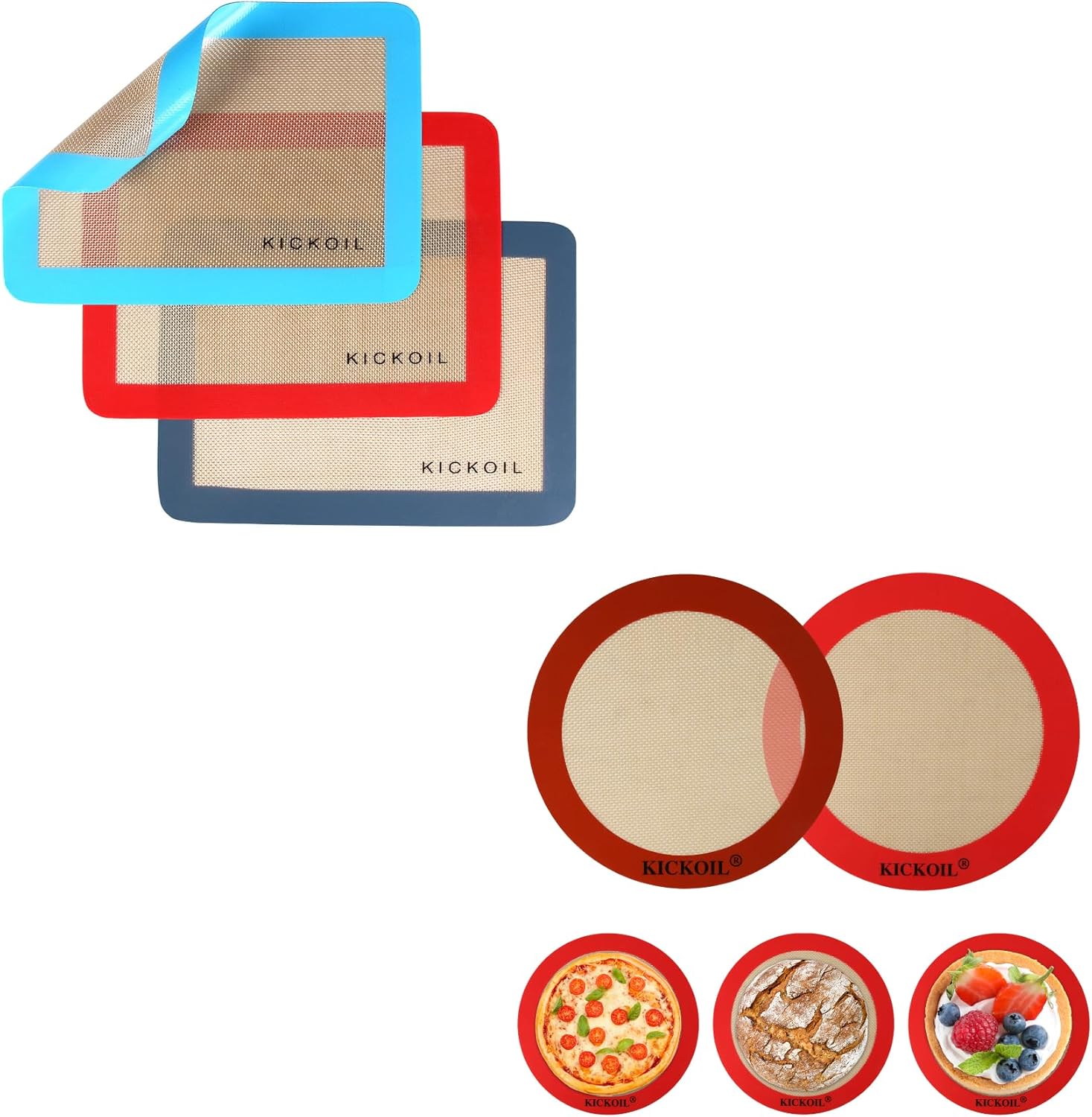 Amazon.com: Silicone Baking Mats Cookie Sheet Quarter Sheet 3 Pack ...