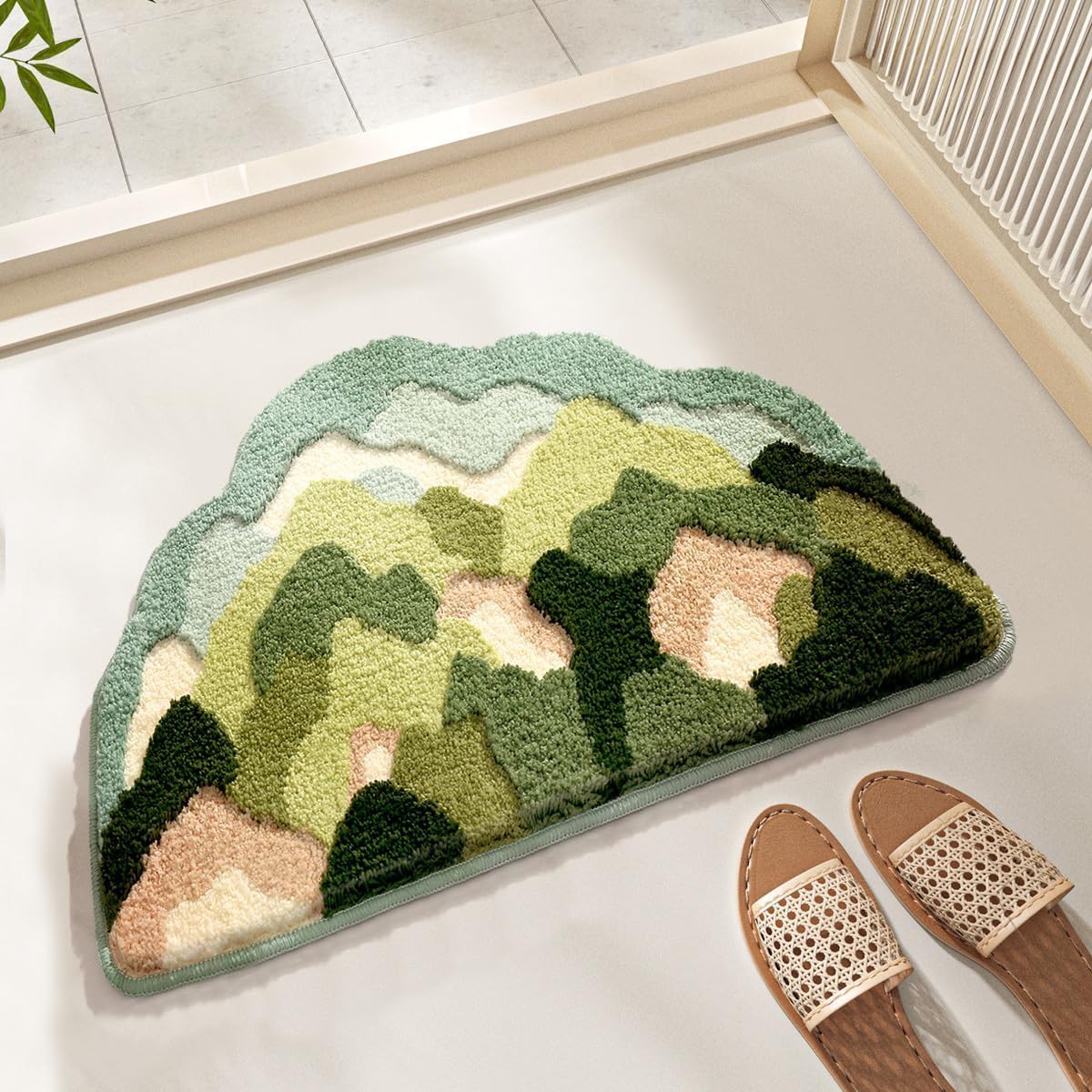 Amazon.com: Moss Bathroom Mat, Ultra Soft Floor Mat Leaves Absorbent ...