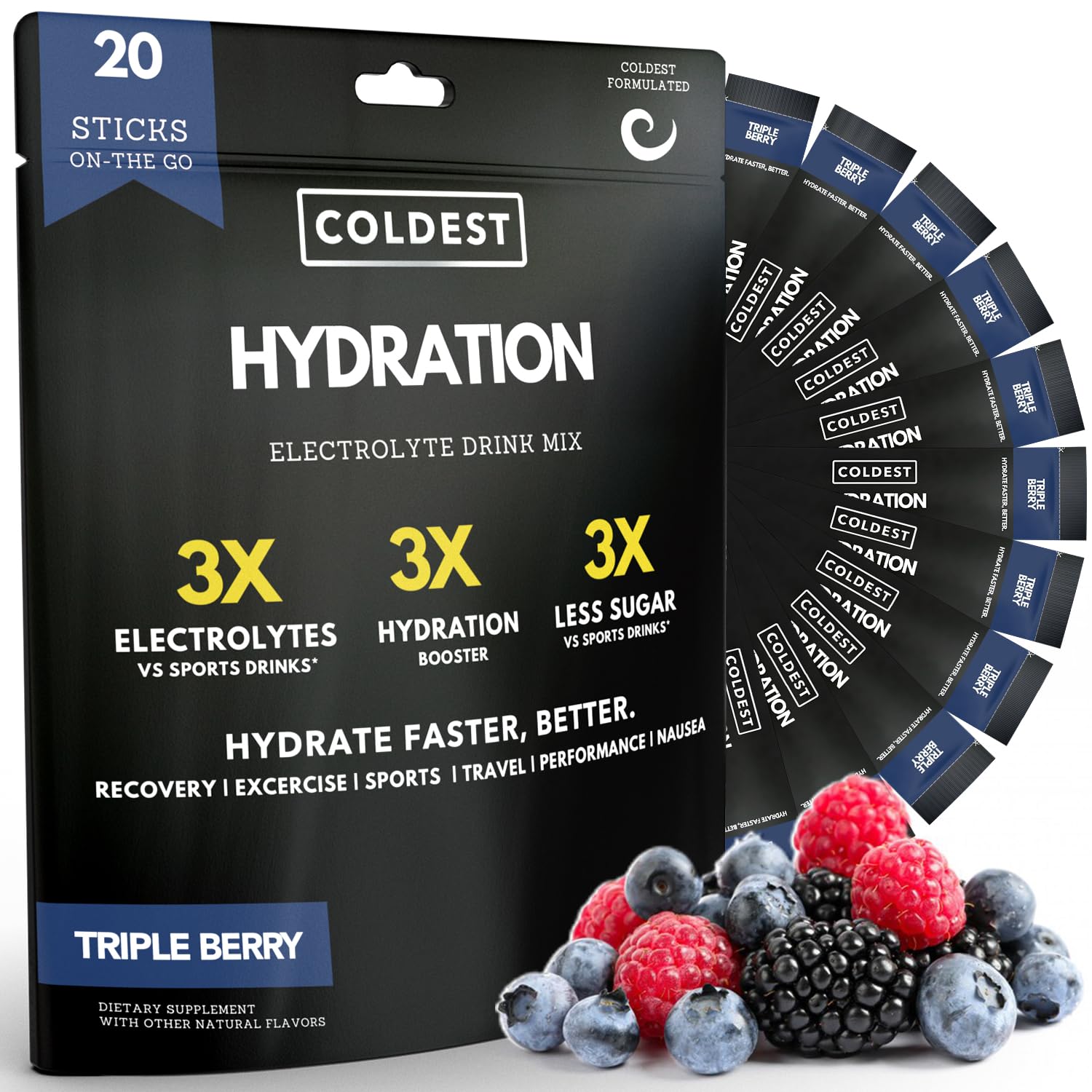 Amazon.com: Coldest Hydration - Electrolytes Powder Packets - Non GMO ...