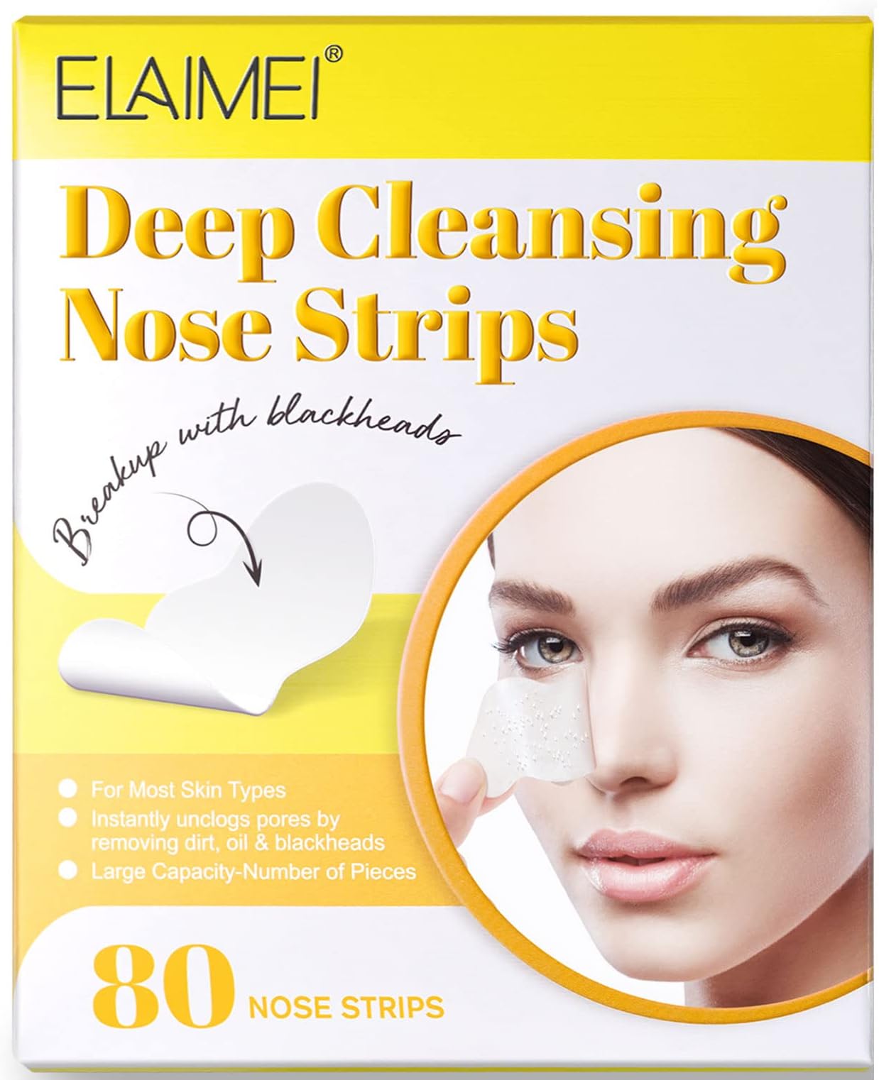 Amazon.com: Yecuce Pore Strips(80pcs),Natural Blackhead Strips for All ...