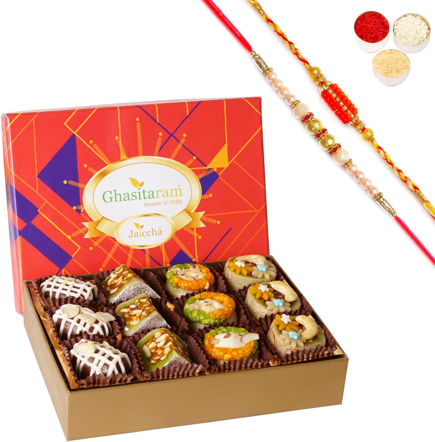 Ghasitaram Gifts Jaiccha Rakhi for Brother Exotic Dryfruit Sweets in ...