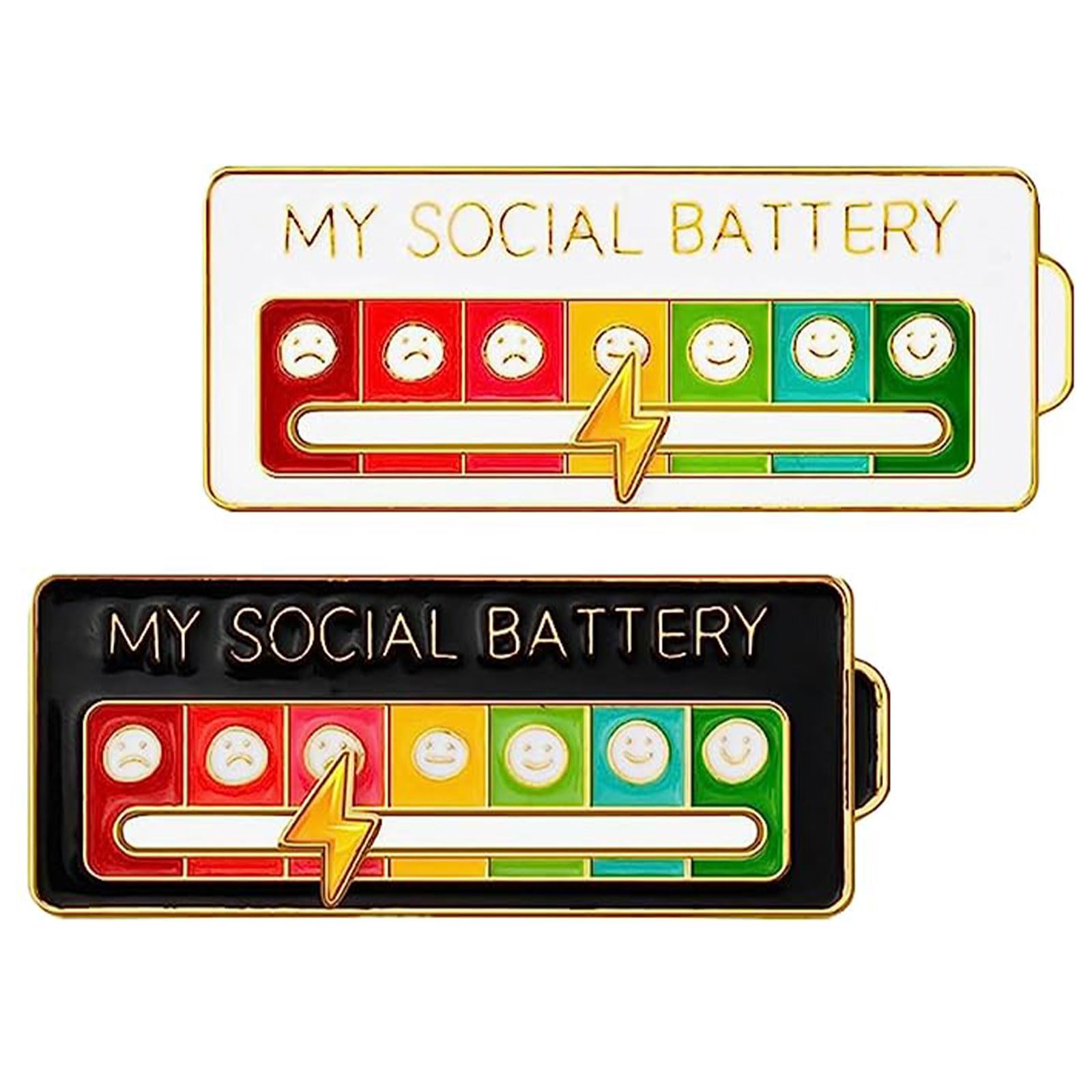 Social Battery Pin, Pack of 2 Funny Brooches for Social Mood for 7 Days ...