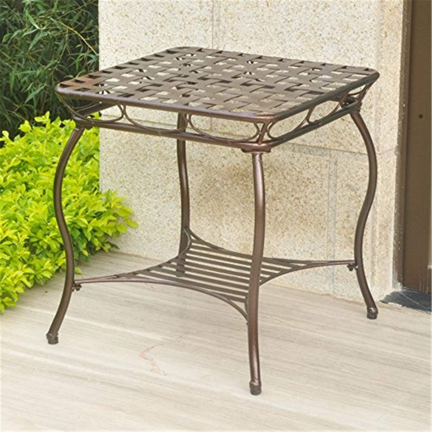 Amazon.com : 2-Tier Patio Side Table in Hammered Bronze : Patio, Lawn ...