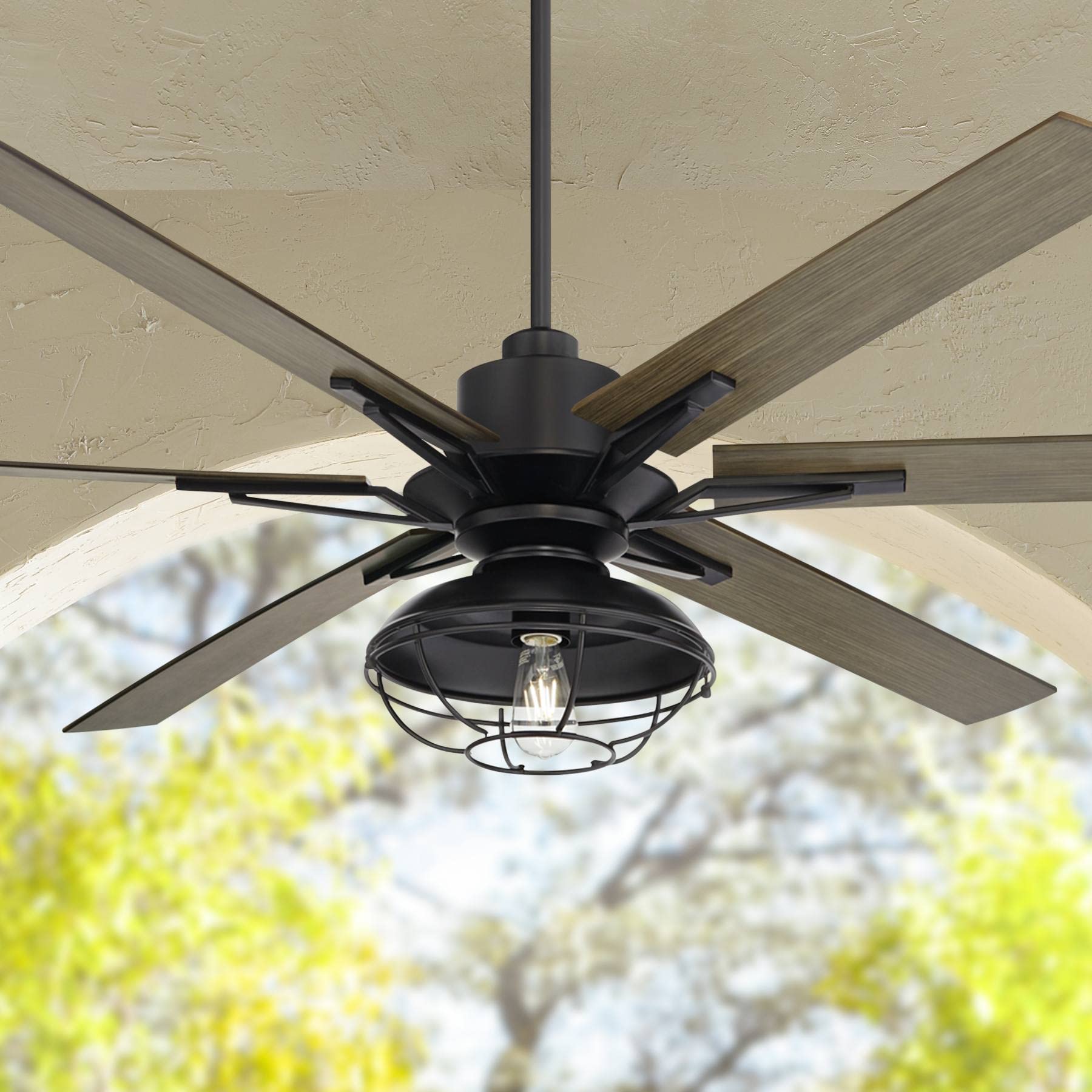 60" Expedition Modern Industrial Outdoor Ceiling Fan with LED Light ...