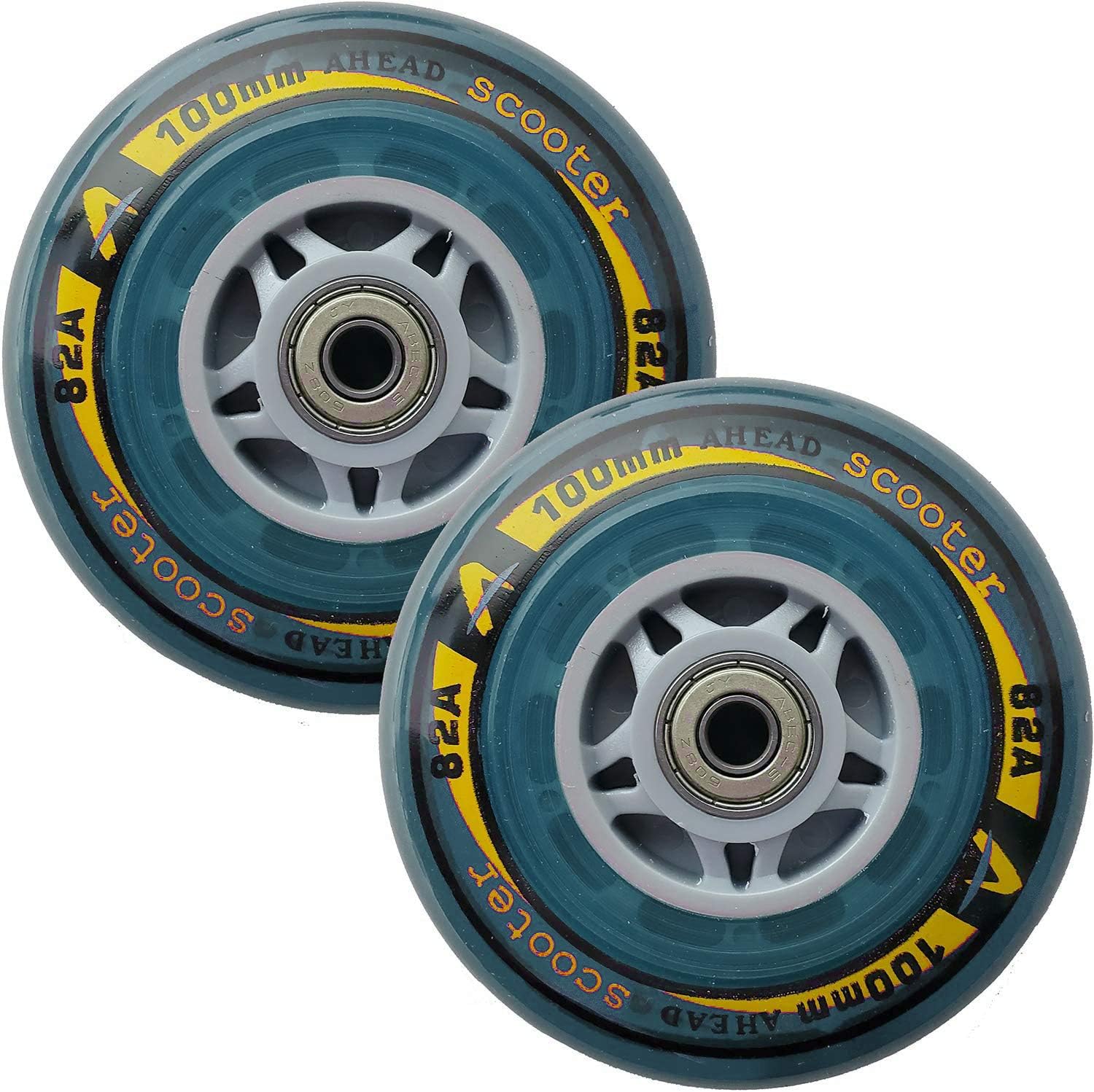 Amazon.com: 2 PCS Replacement Scooter Wheels 100 mm with ABEC Bearing ...