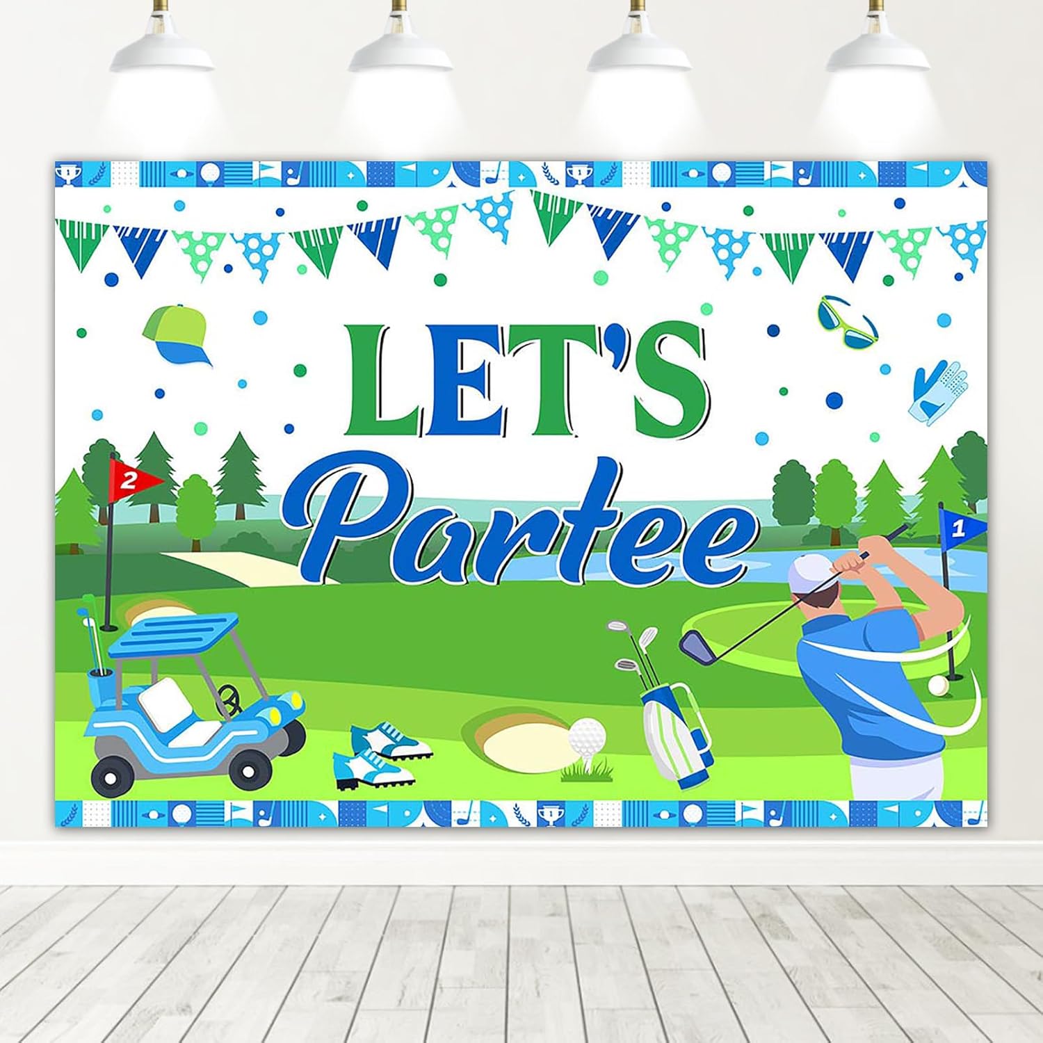 Amazon.com : Mocsicka Let's Partee Backdrop Golf Theme Birthday ...