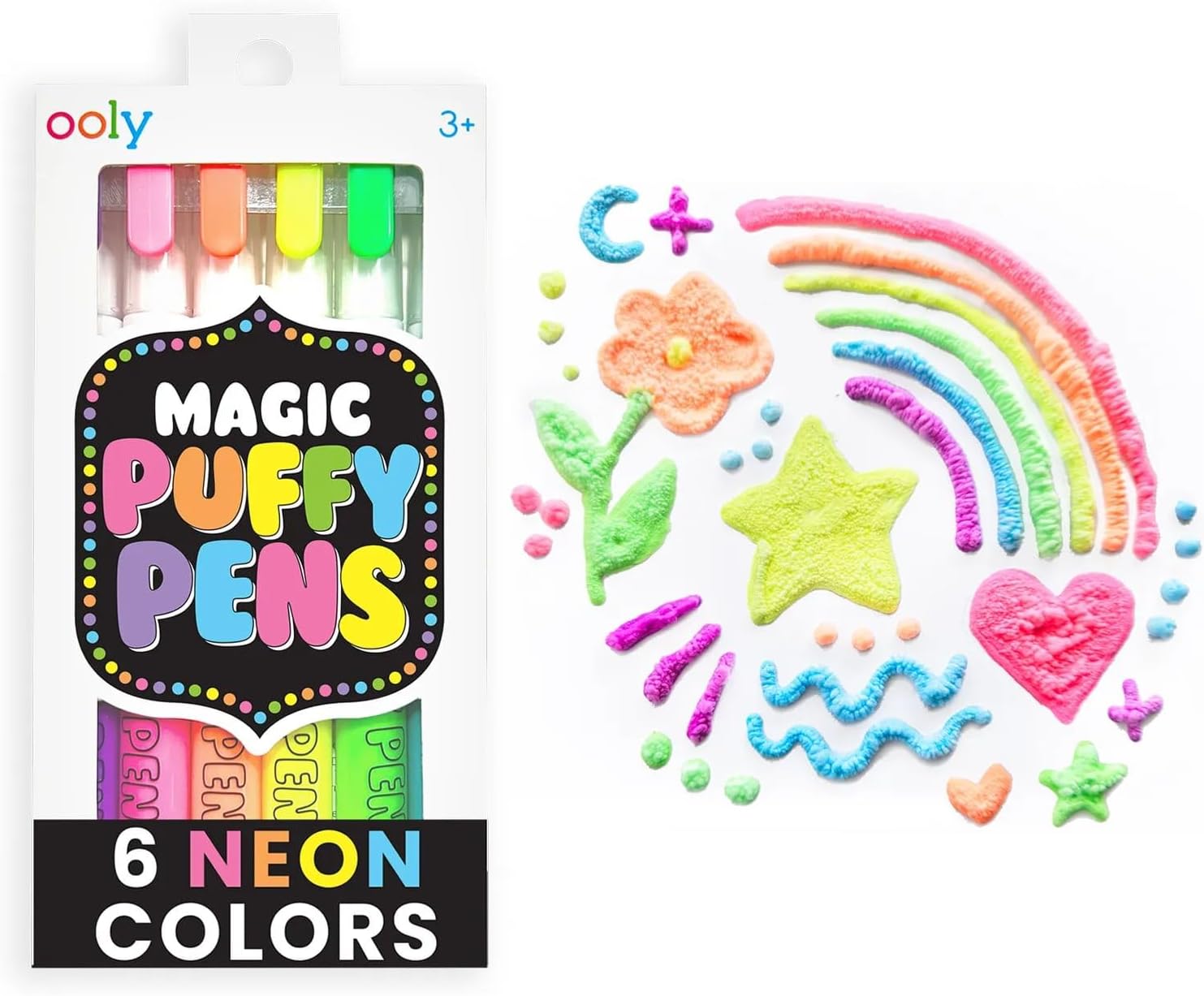 Amazon.com: Ooly Puffy Paint Neon Gel Pens Set of 6, 3D Foam Texture ...