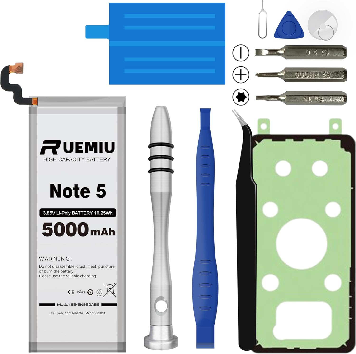 Amazon.com: RUEMIU Battery for Samsung Note 5, 5000mah 2024 New ...
