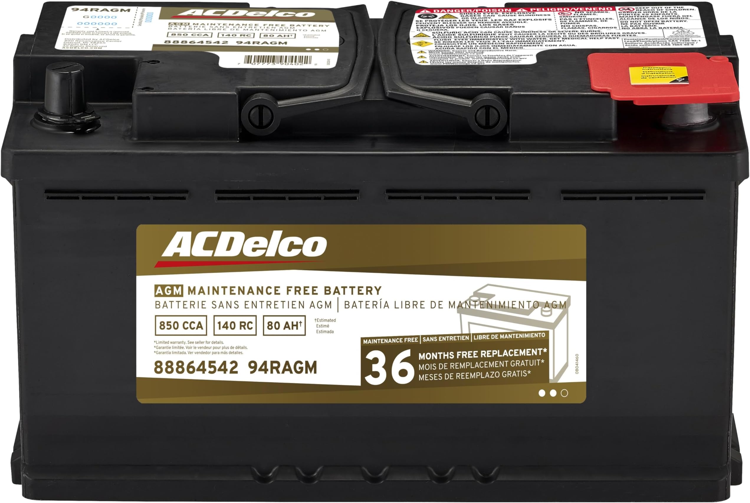 Amazon.com: ACDelco Gold 94RAGMHR 36 Month Warranty High Reserve AGM ...