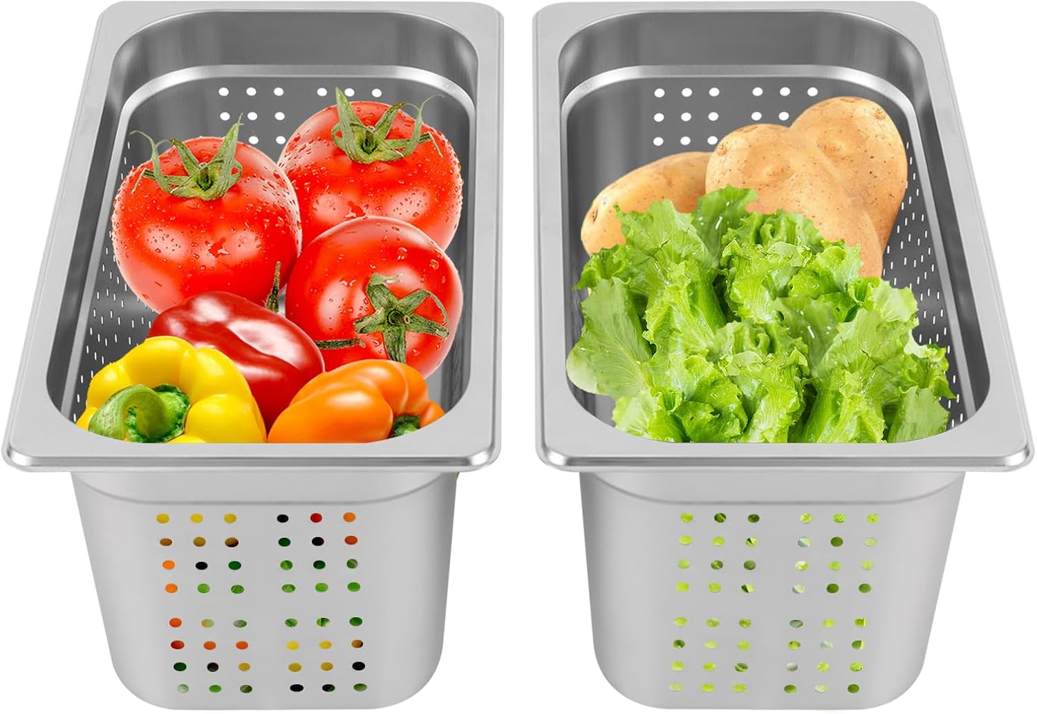 Amazon.com: Steam Table Pan/Hotel Pan, 2-Pack 1/3 Size 6in Deep Food ...