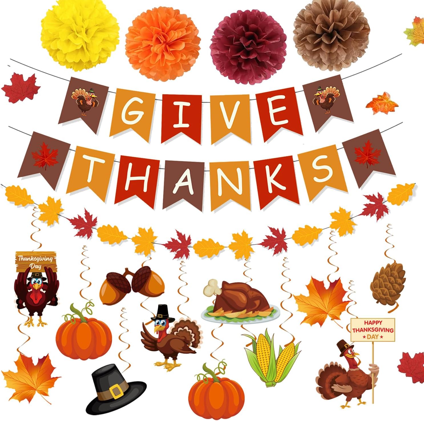 Amazon.com: Thanksgiving Party Decorations Thanksgiving Hanging ...