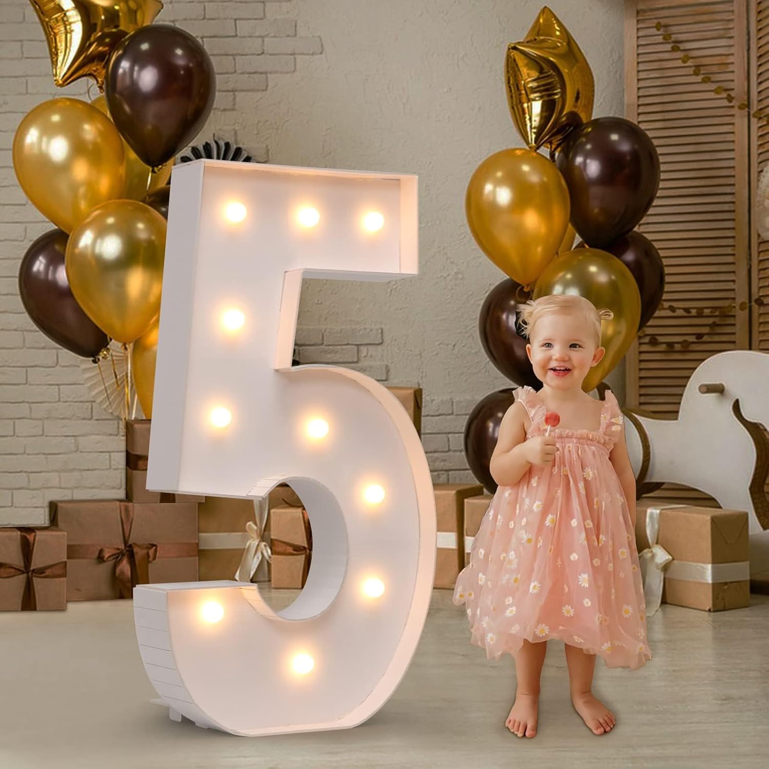 Amazon.com: Imprsv 4FT Light Up Marquee Numbers for 5th Party Birthday Decorations, Mosaic ...