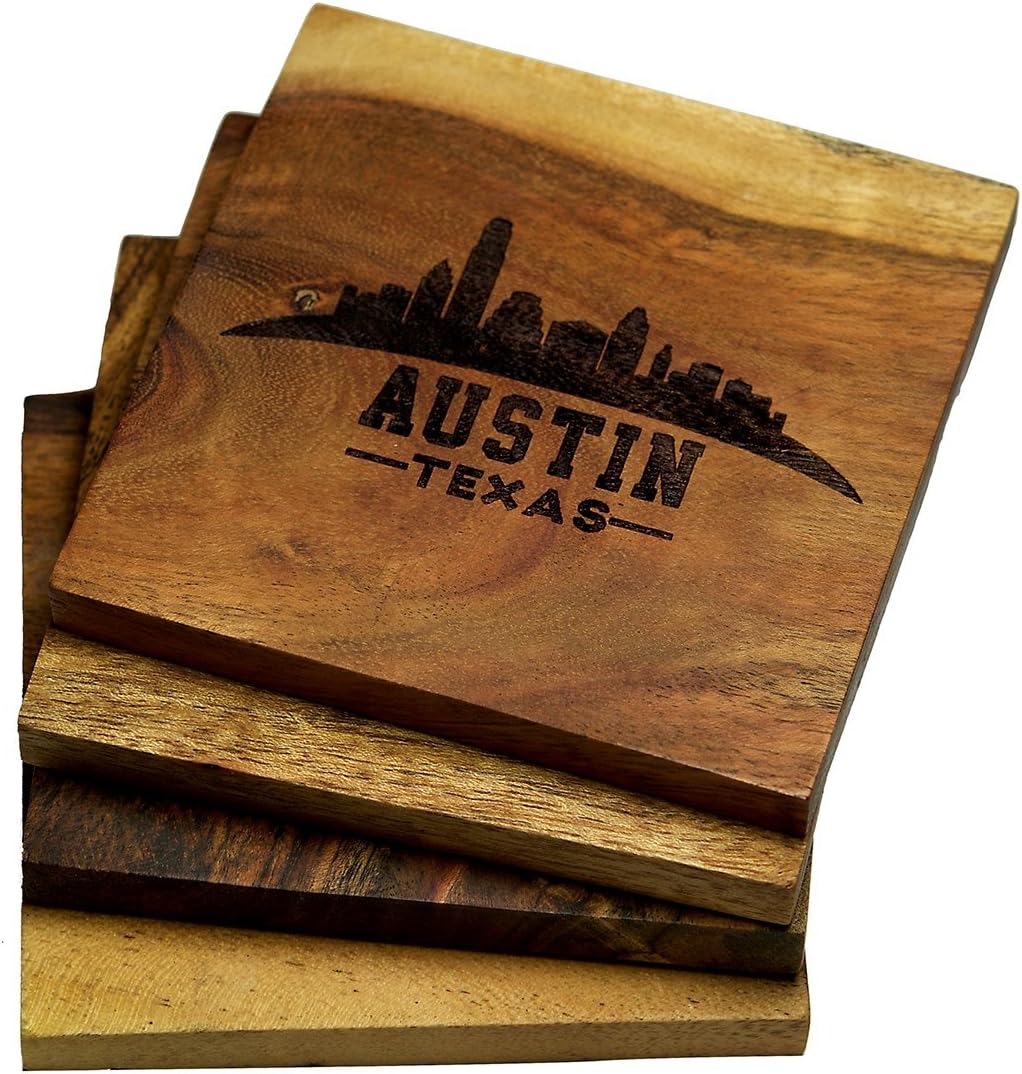 Amazon.com: Austin Coasters, Austin Skyline Drink Coasters Texas ...