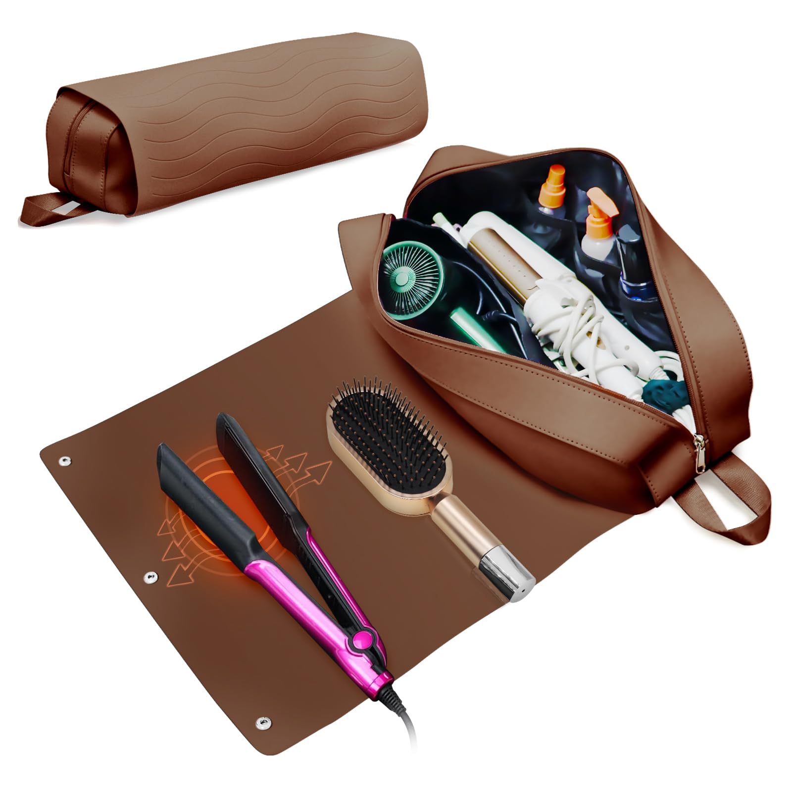 Amazon.com : 2-In-1 Hair Tools Travel Bag, With Silicone Mat For Hair ...