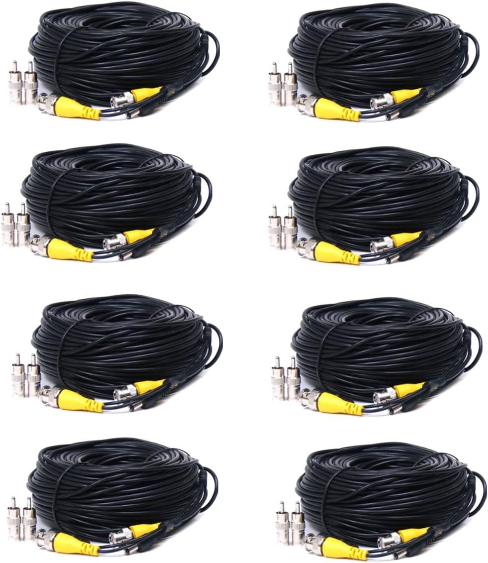 Amazon.com : VideoSecu 8 Pack 150ft BNC CCTV Video Power Cables CCD ...