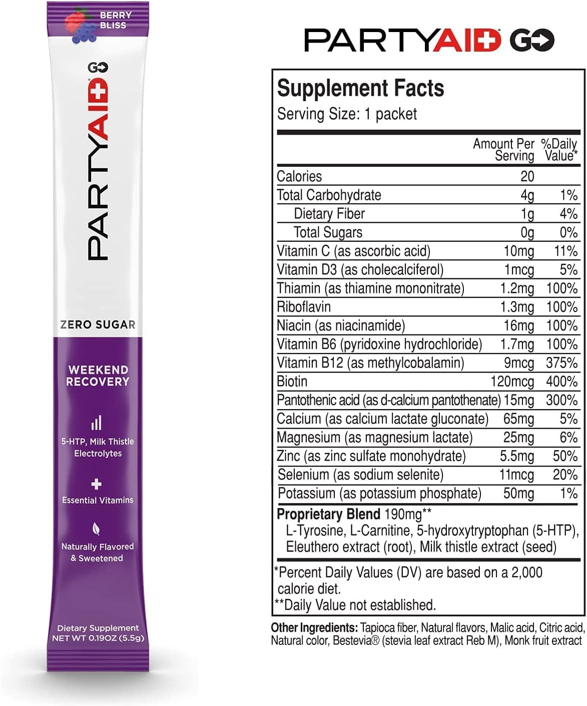 PARTYAID GO Feel Good Tonight and Tomorrow, cero azúcar, 5-HTP ...