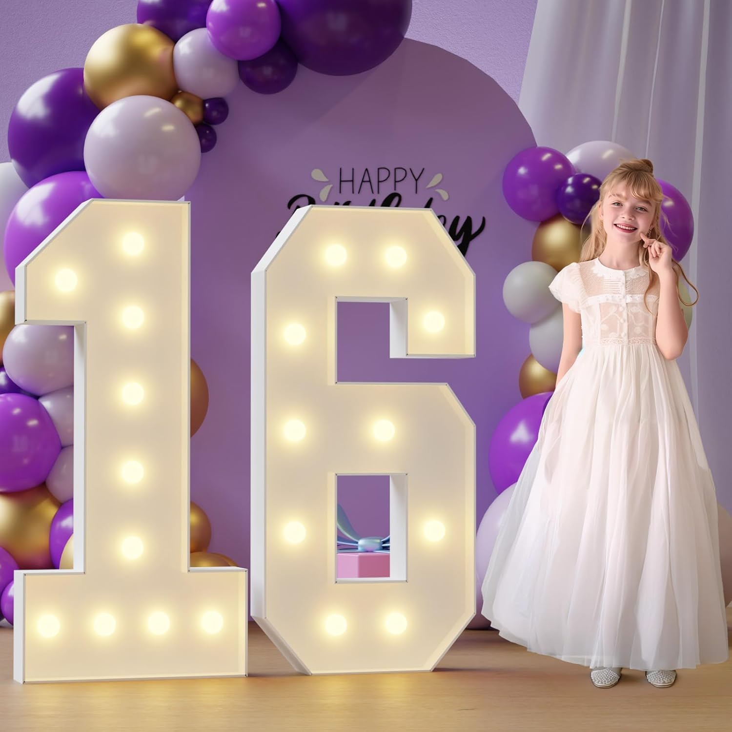Amazon.com: Marquee Numbers 16th-Birthday Large Decorations: 4ft Light ...