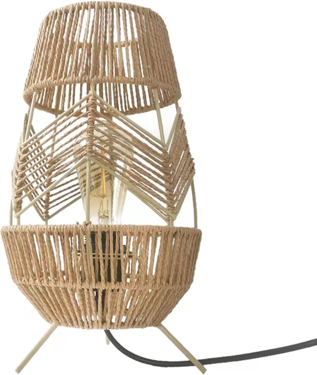 DANGGEOI Boho Rattan Table Lamp, Woven Beside Table Lamp, Pure Hand ...