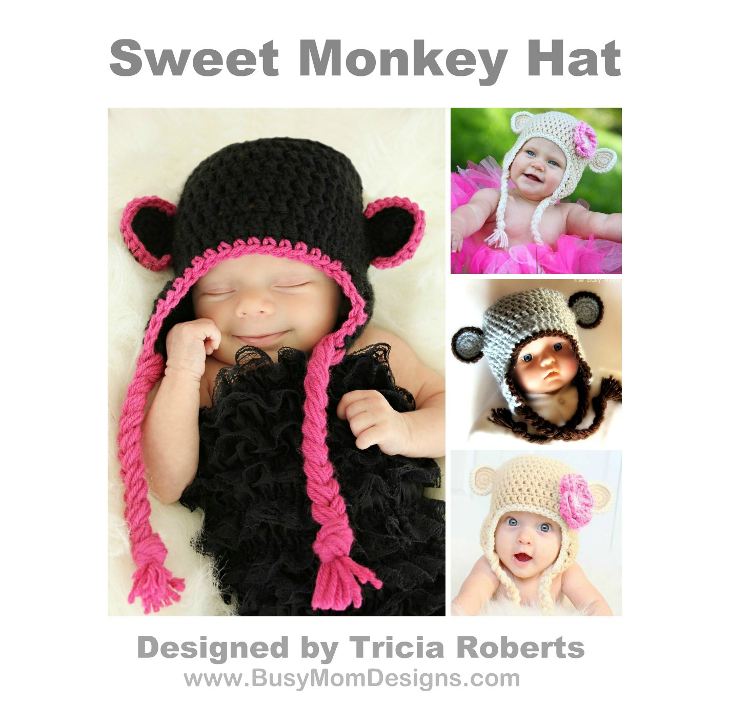 Crochet Pattern - Sweet Monkey Hat - by Busy Mom Designs - Kindle ...