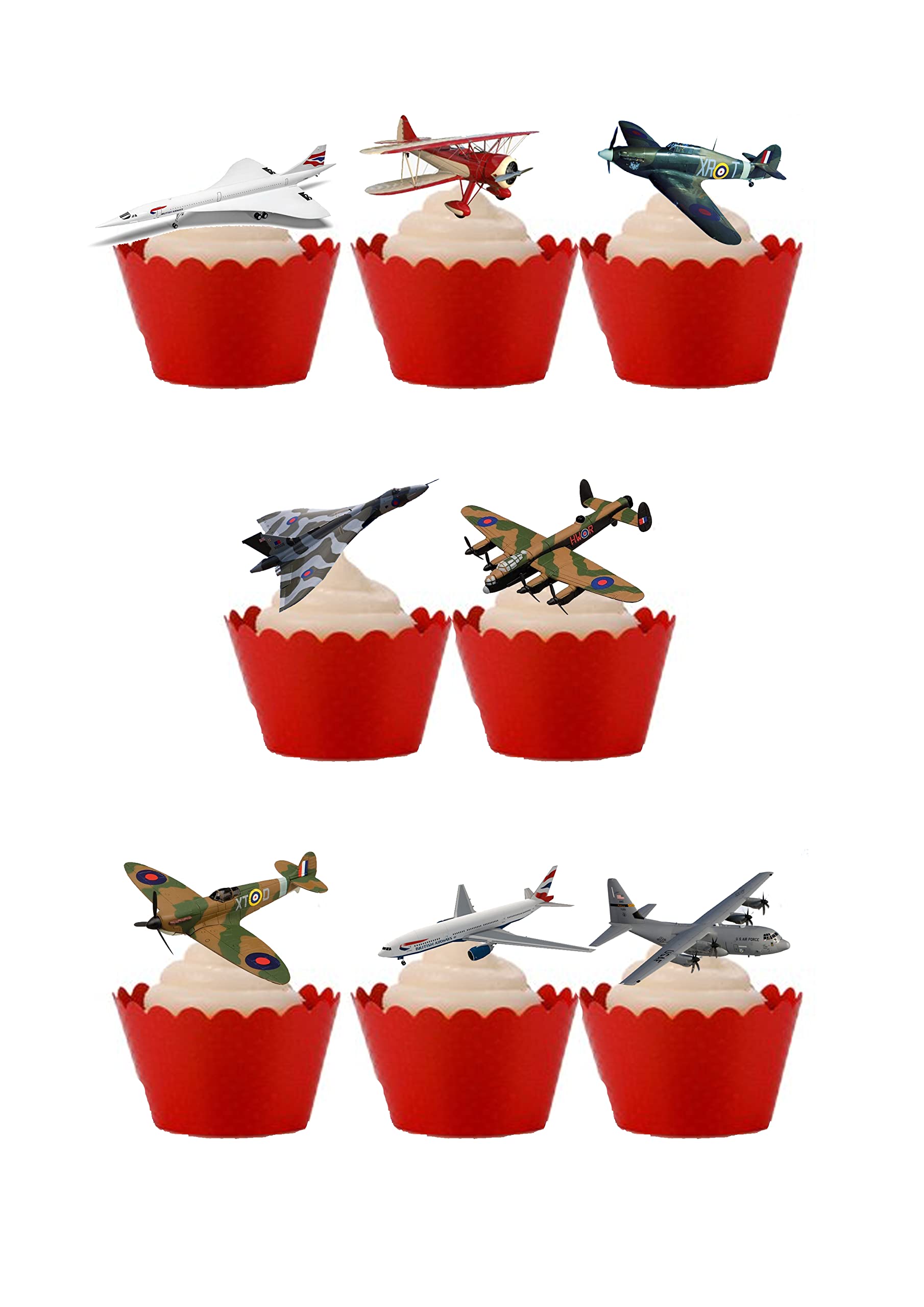 Top That 18 Stand Up Aeroplane Planes Jet Themed Edible Wafer Paper ...