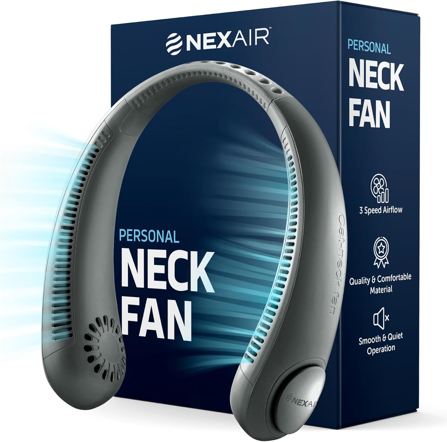 Amazon.com: NEXAIR Portable Neck Fan - 3 Speed Rechargeable Bladeless ...