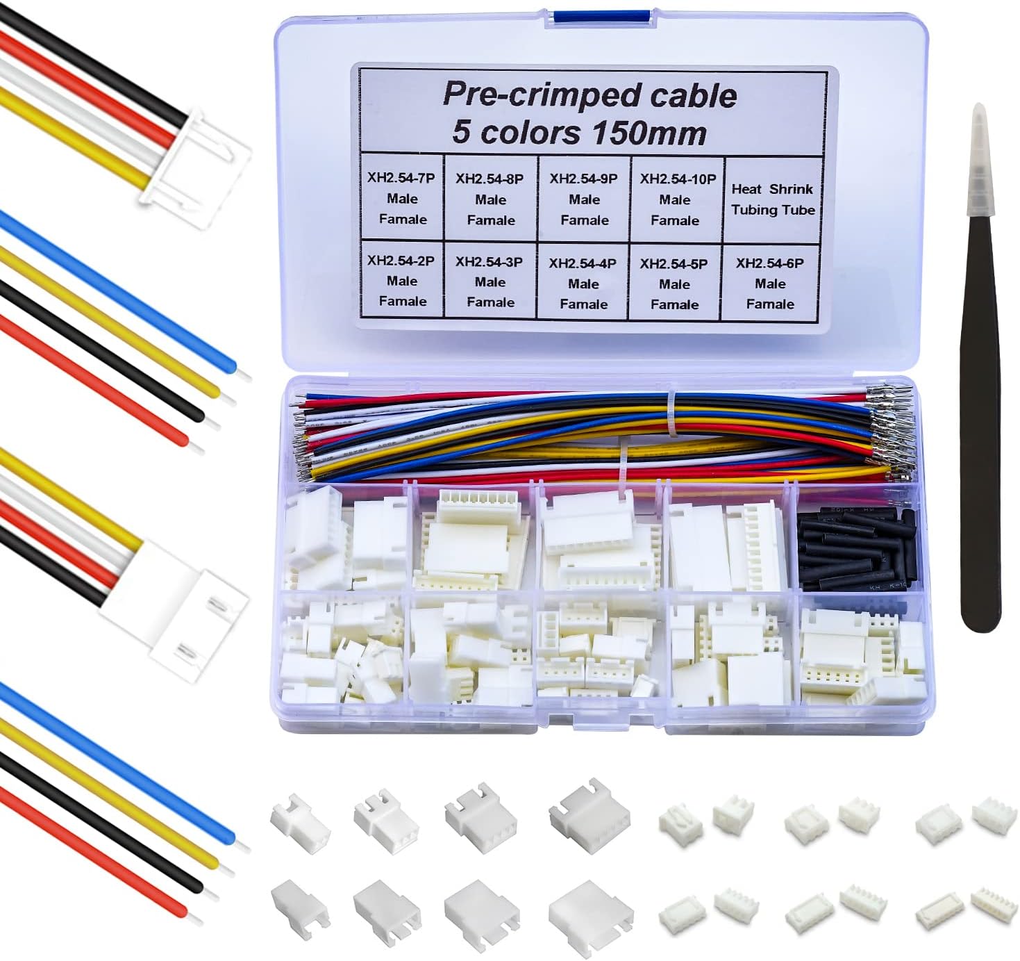 Amazon.com: Keszoox XH 2.54mm Male & Female JST Connector Kit with 22AWG Pre-Crimped Cables Wire ...