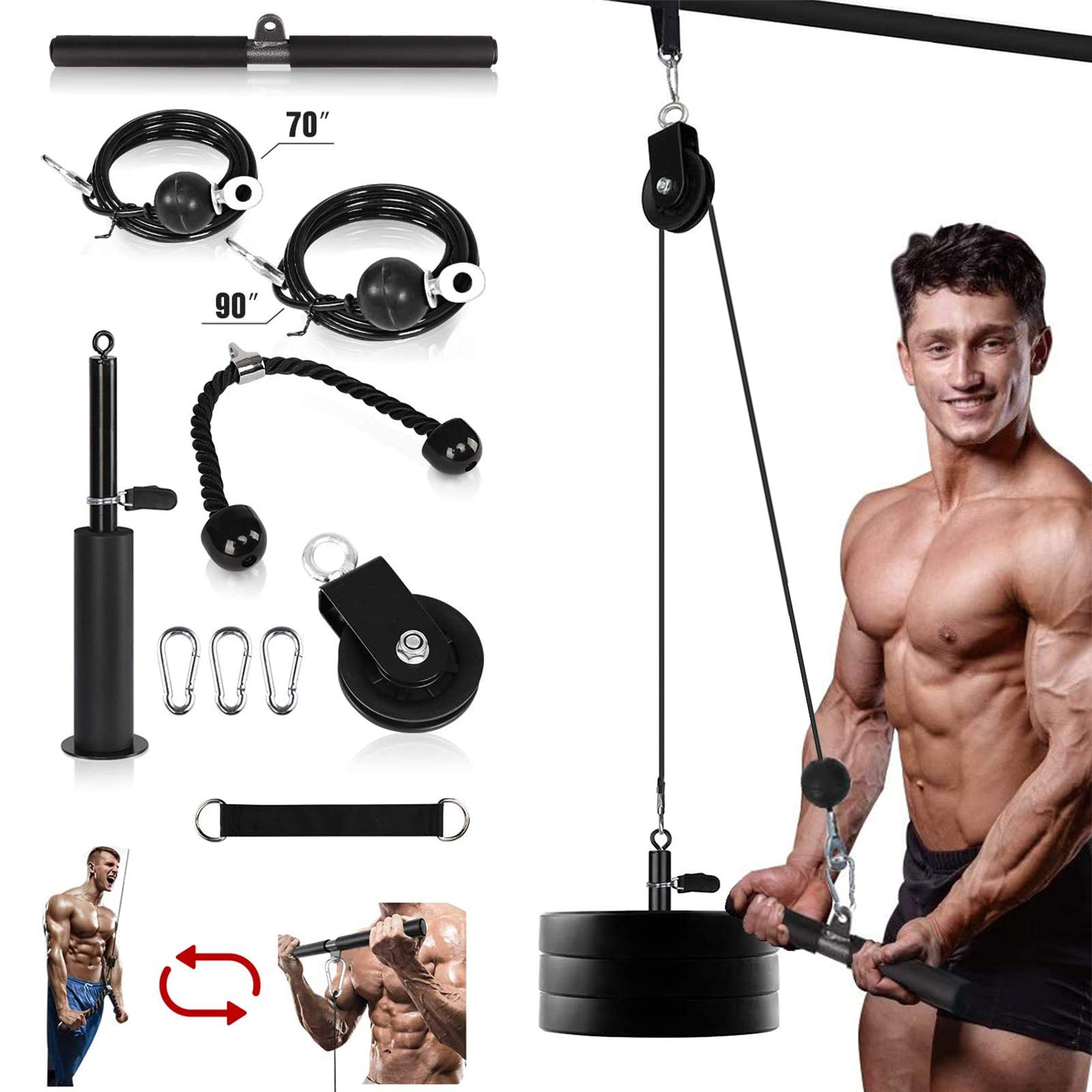 Buy Fitness LAT and Lift Pulley System with Dual Cable Machine ...