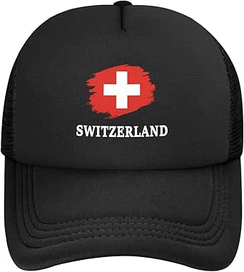 Brush Design Swiss Switzerland Flag Adult Trucker Hats Mesh Baseball ...