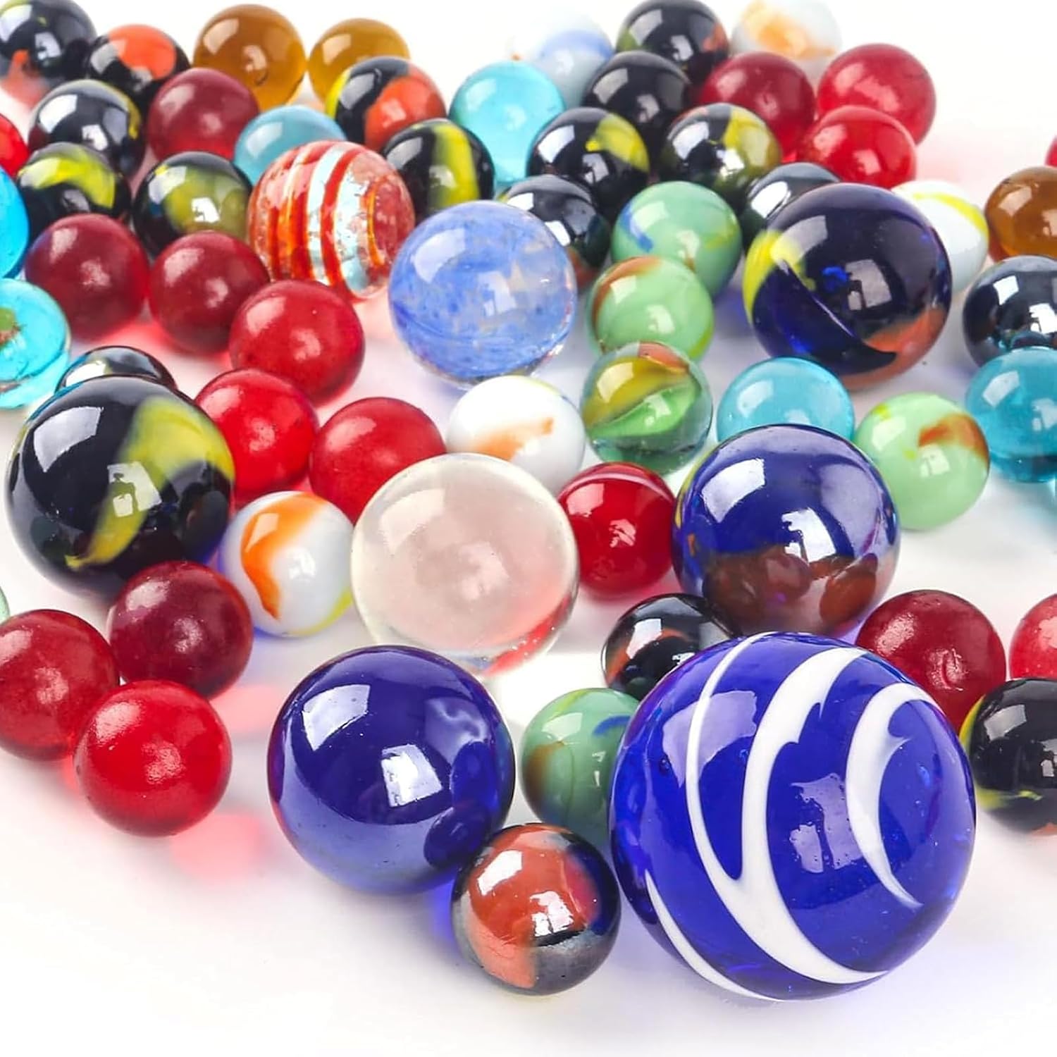 Amazon.com: AMOR PRESENT 85PCS Glass Marbles, Space Marbles 4 Sizes ...