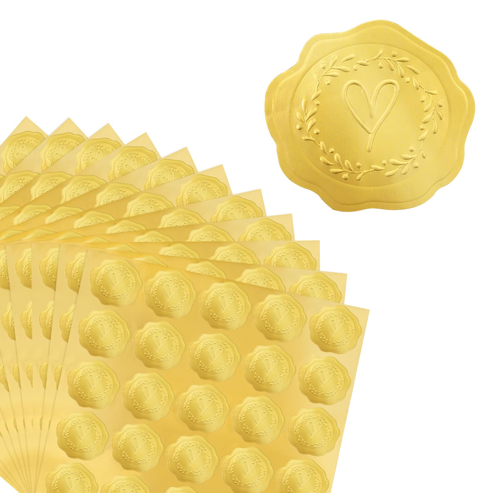 joycraft 300Pcs Gold Foil Stickers, Heart Envelope Seals Stickers, 1 ...