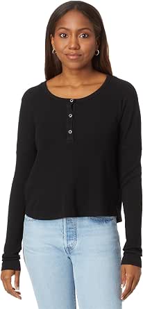 Bobi Los Angeles Drop Shoulder Henley Tee Black XL at Amazon Women’s ...