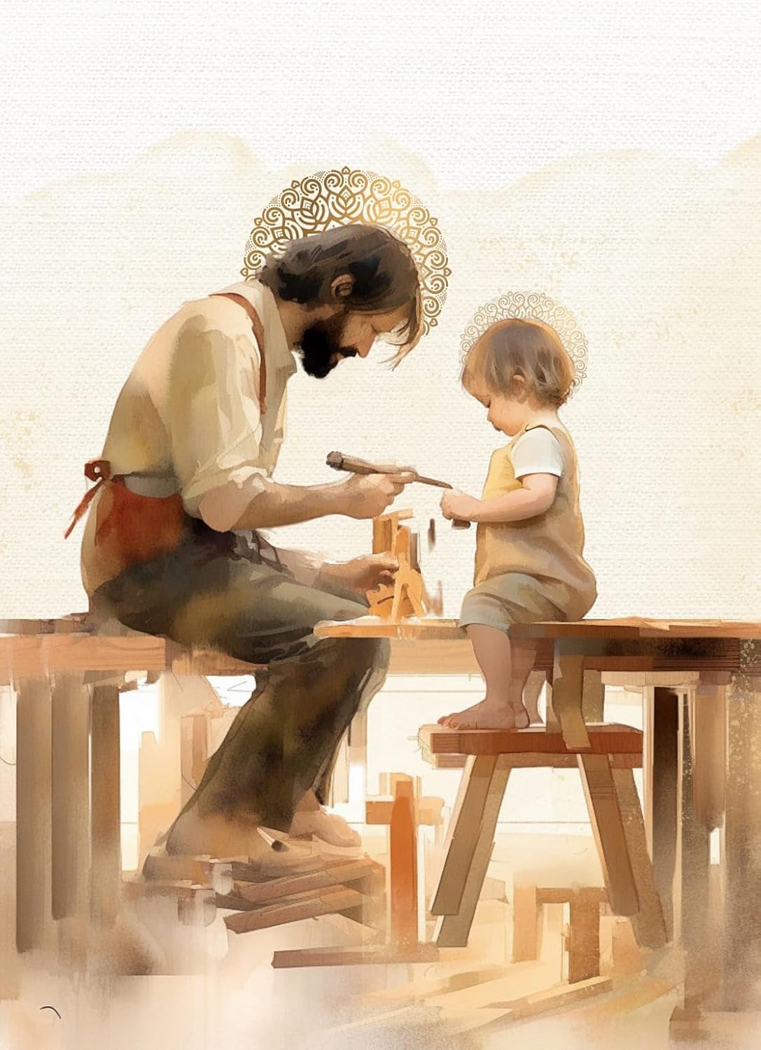 Amazon.com: USOWAY Christian Wall Art-St. Joseph and Baby Jesus Poster ...