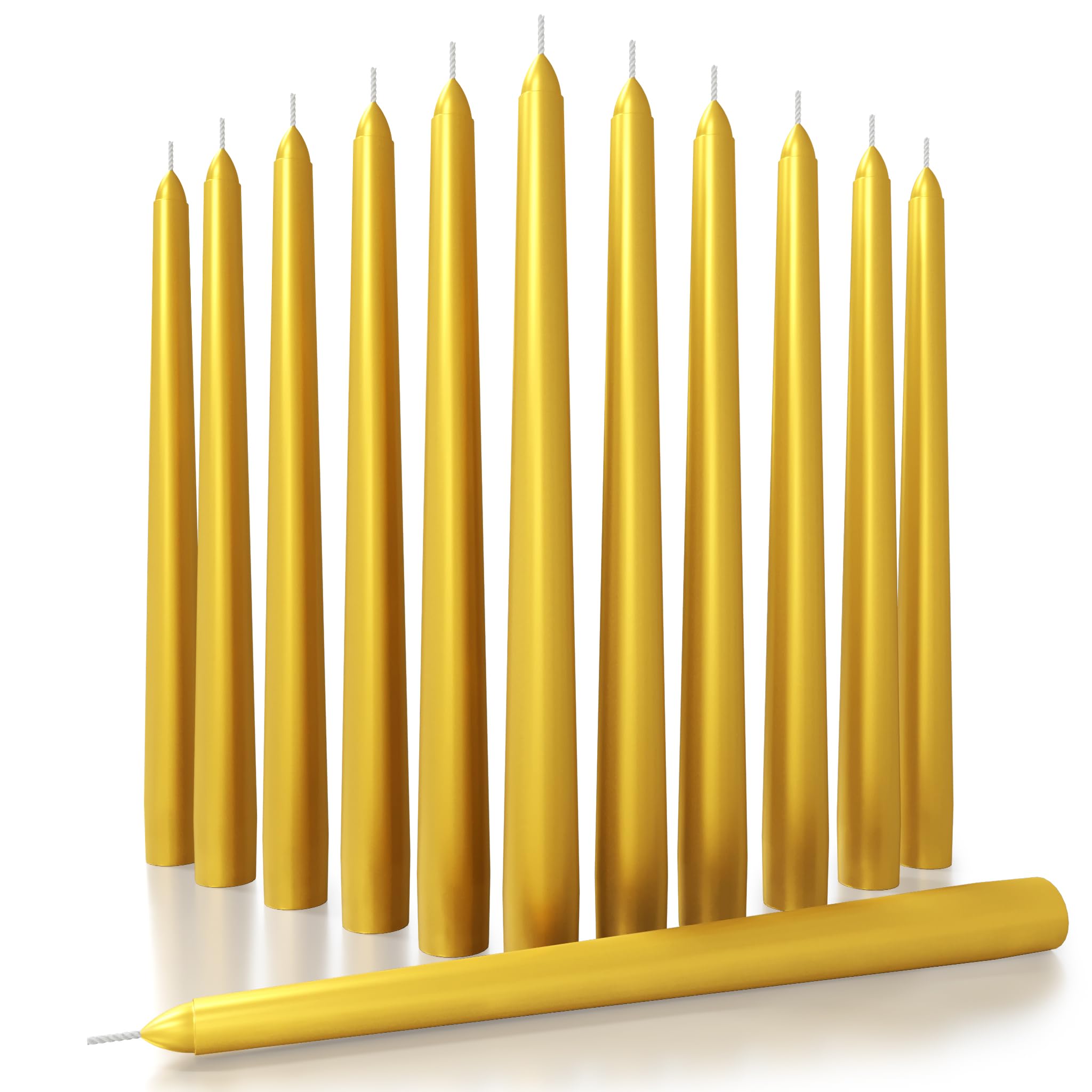Amazon.com: CANDWAX 10 inch Gold Taper Candles Set of 12 - Christmas ...
