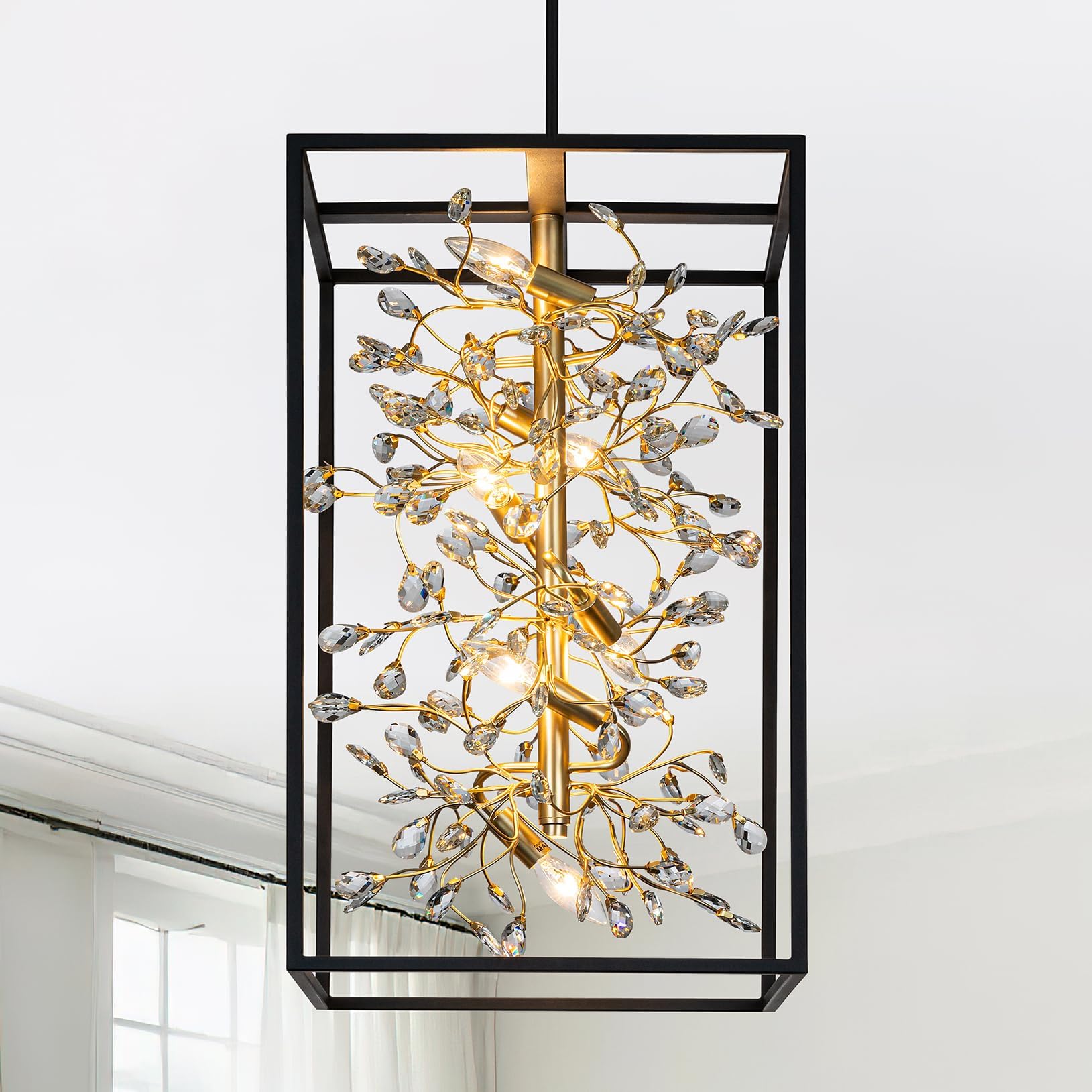 HHR 40 Inch 12-Light Farmhouse Foyer Chandelier Entryway High Ceiling ...