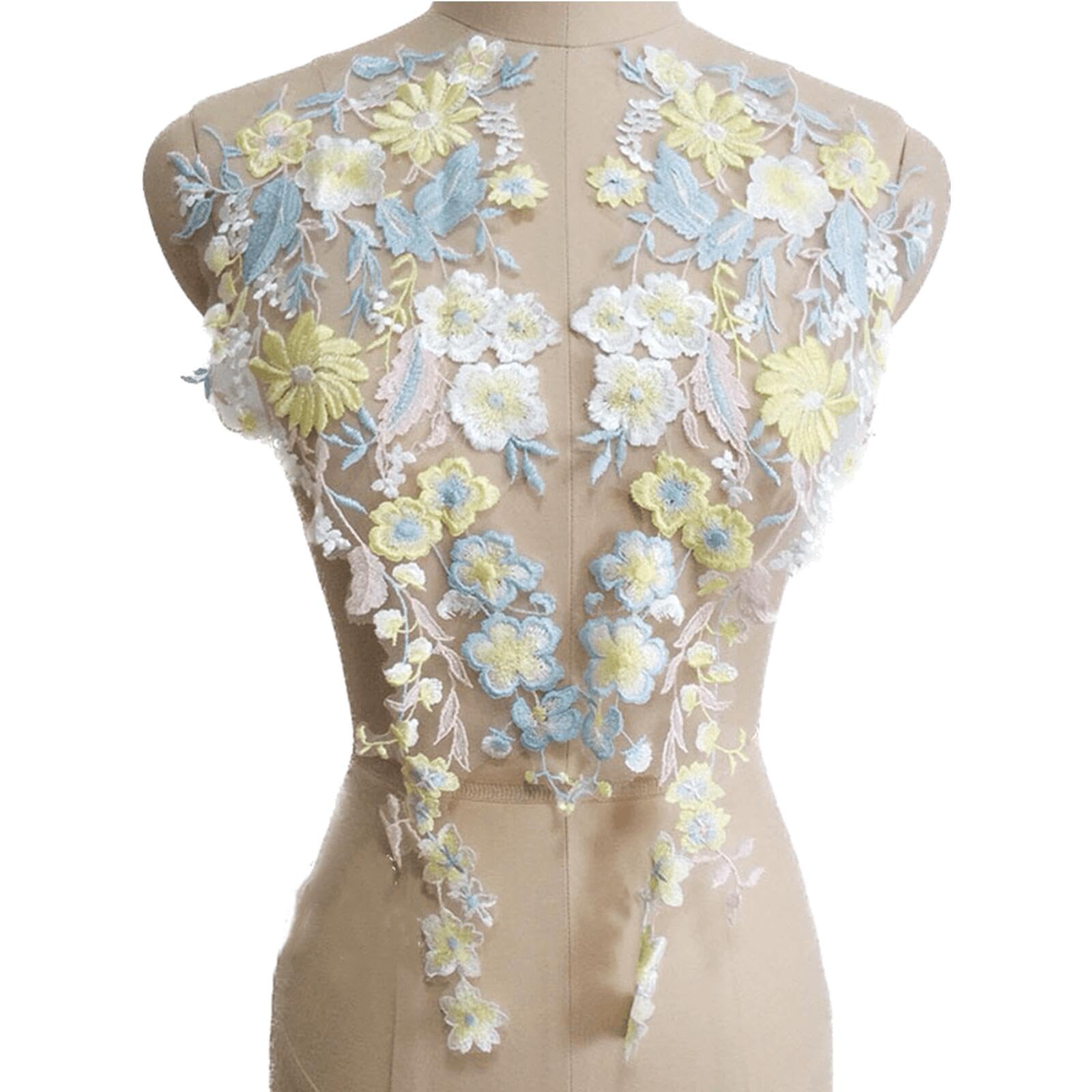 Amazon.com: One Pair Colorful Flower Patches Lace Embroidered Applique ...