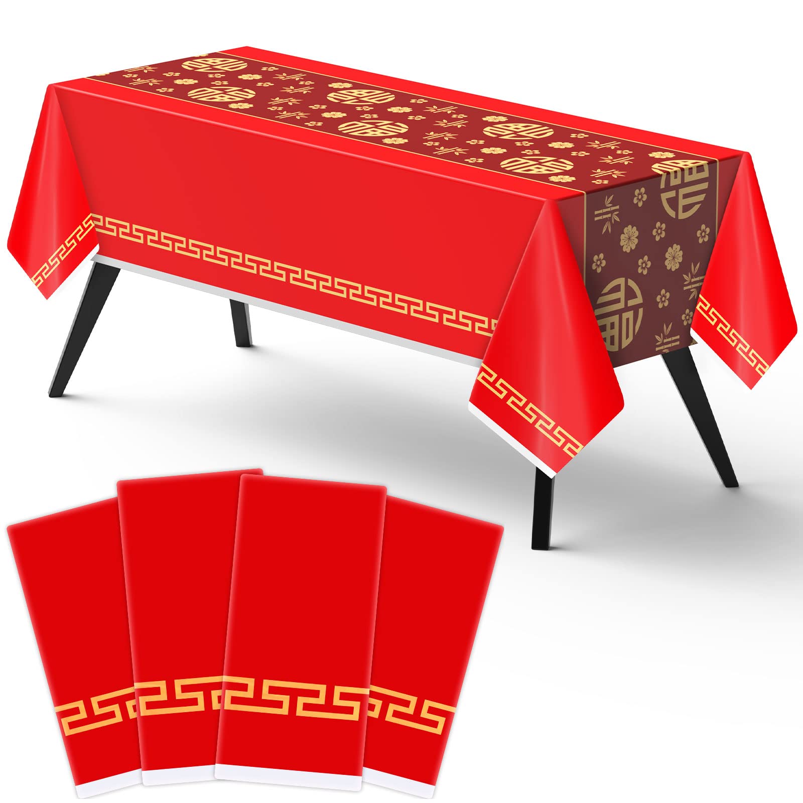 Amazon.com: Batiyeer 4 Pieces Chinese New Year Tablecover Plastic Lunar ...