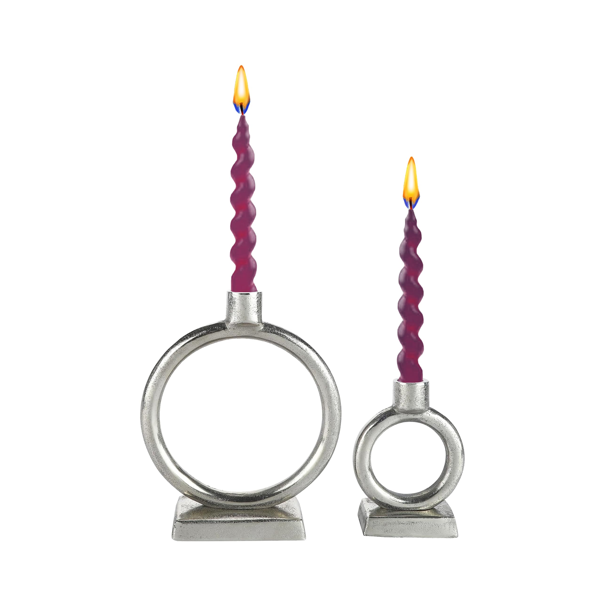 Amazon.com: Rely+ Silver Candle Holders Set of 2 Round Shape Stand ...