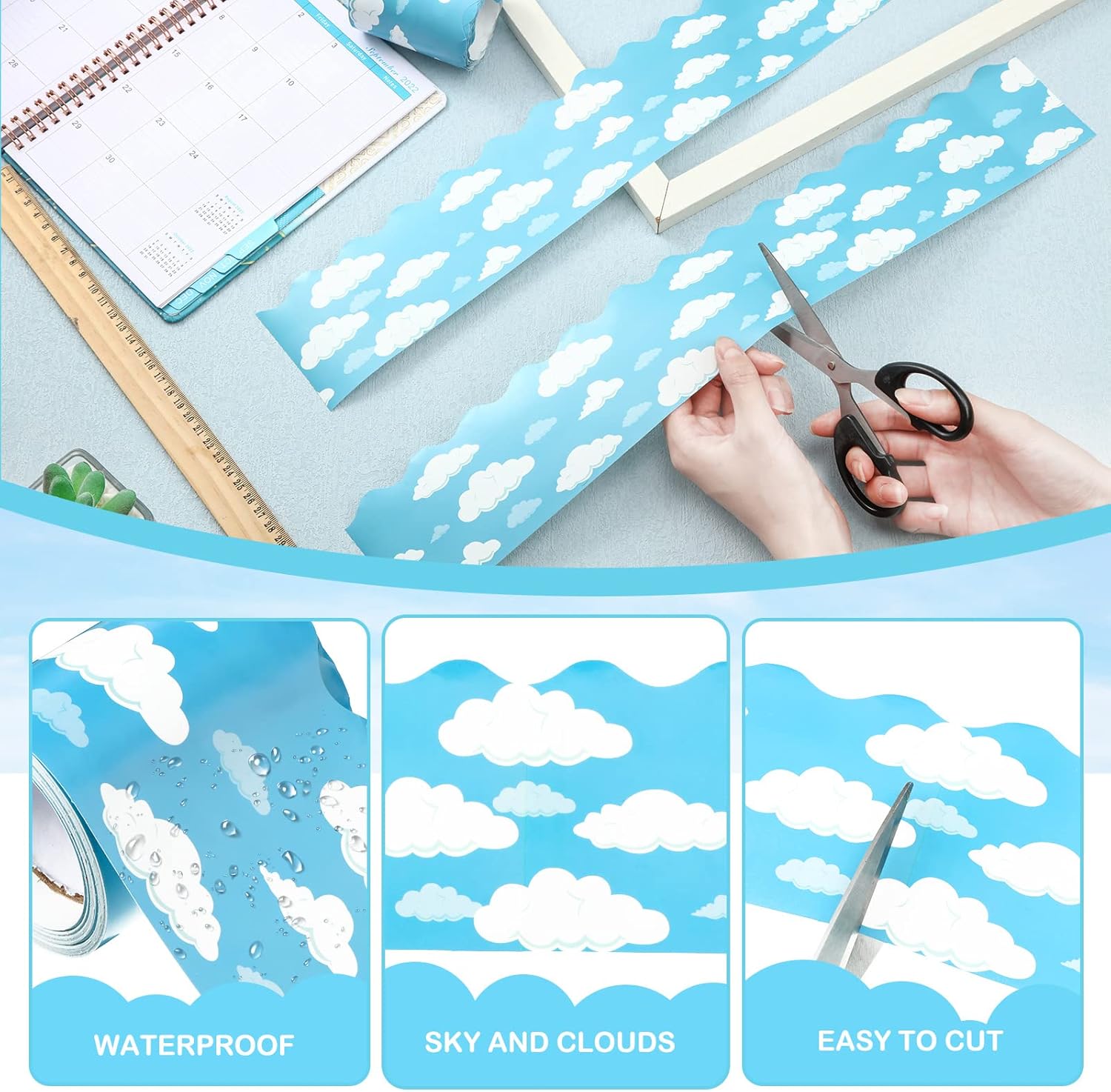 Teling Blue Sky Clouds Bulletin Board Border Chile | Ubuy