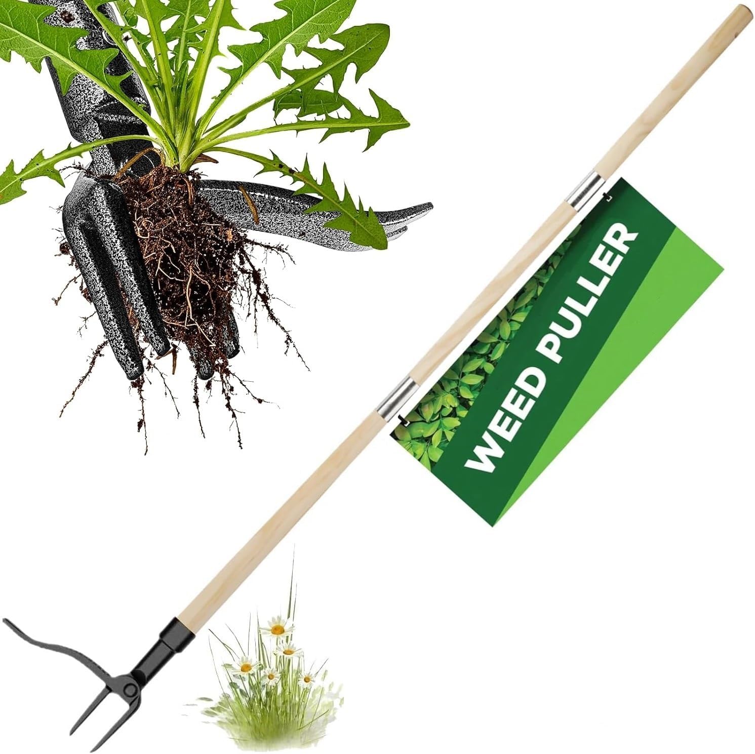 Bobety Standing Weed Puller Tool with 3-Part Detachable Handle and ...