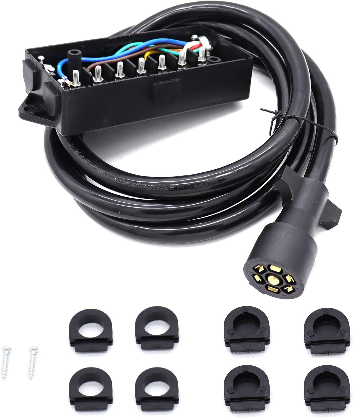 Amazon.com: GearIT 7 Way Plug Inline Trailer Cord (8 Feet) with 7 Gang ...