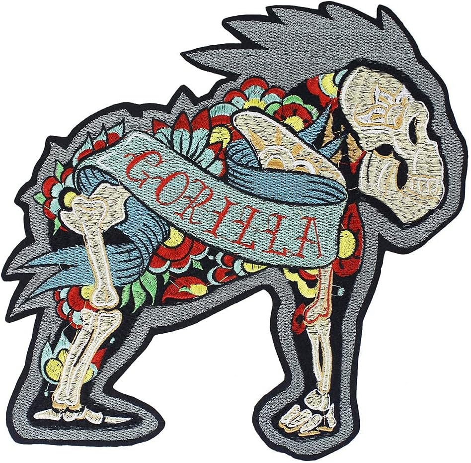 Amazon.com: Embroidery Gorilla Patches Embroidery Flower Skull Bones ...