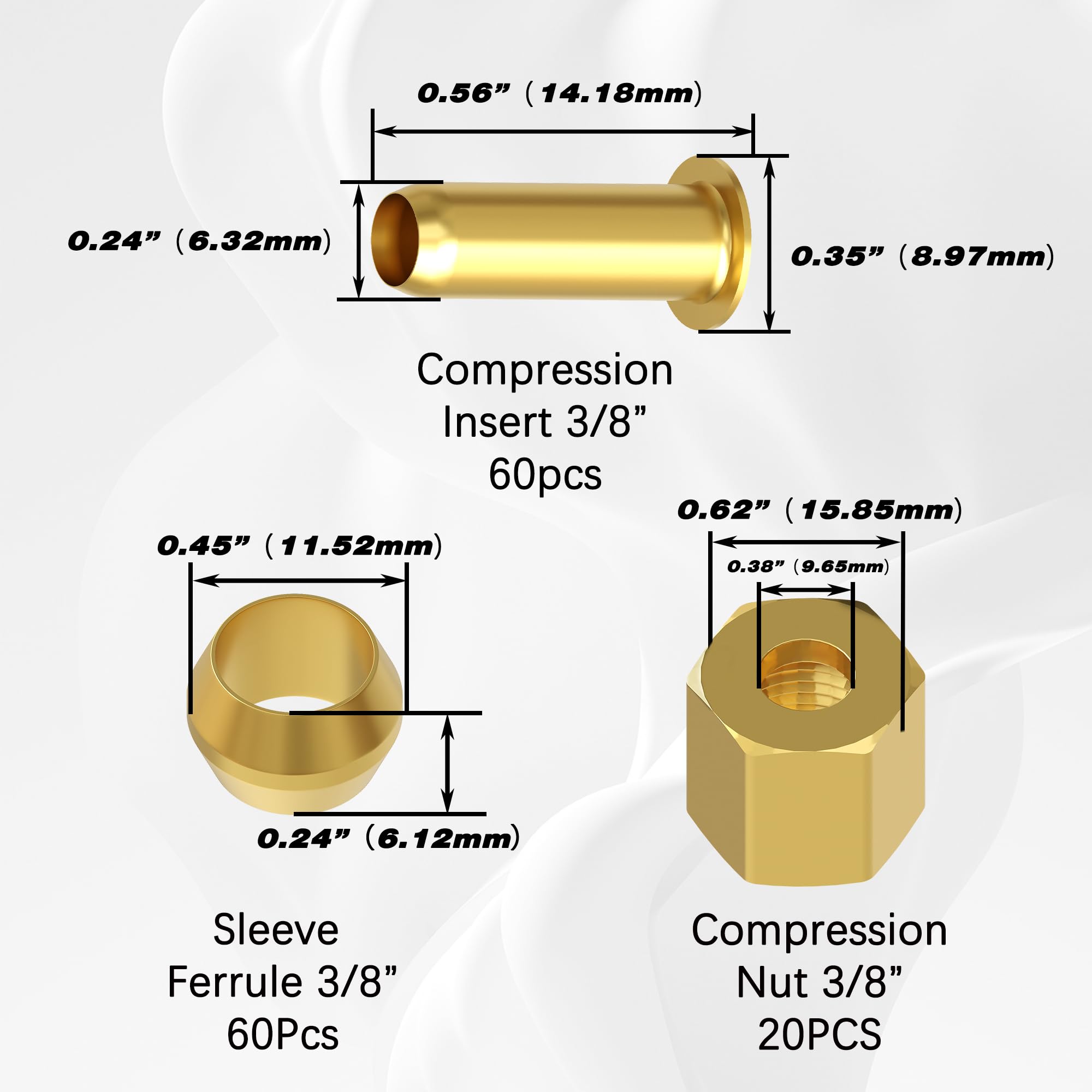 Snapklik.com : HASAOMOI 140PCS Compression Fittings Assortment Kit - 3/ ...