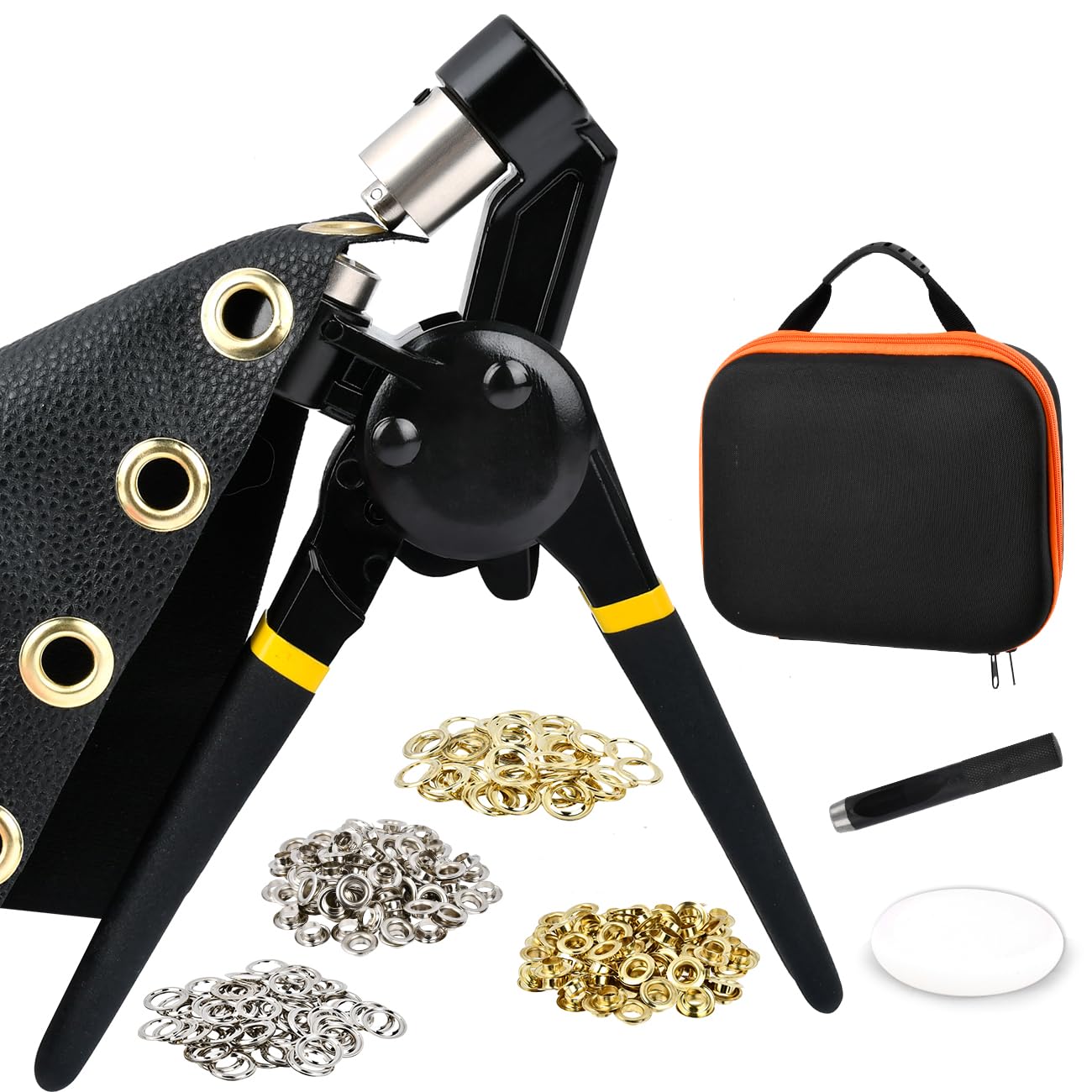 YOPEUC Eyelet Punch Kit with Bag, 200 10mm Eyelets, Complete Eyelet ...